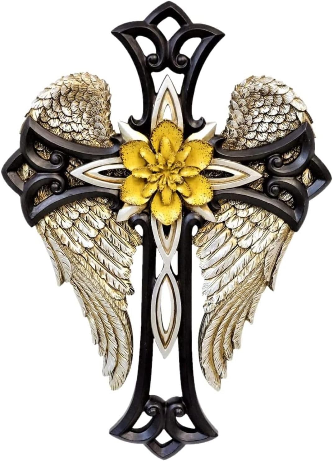 Amazon.com: Stratton Home Décor S11568 Angel Wings with Cross Wall ...