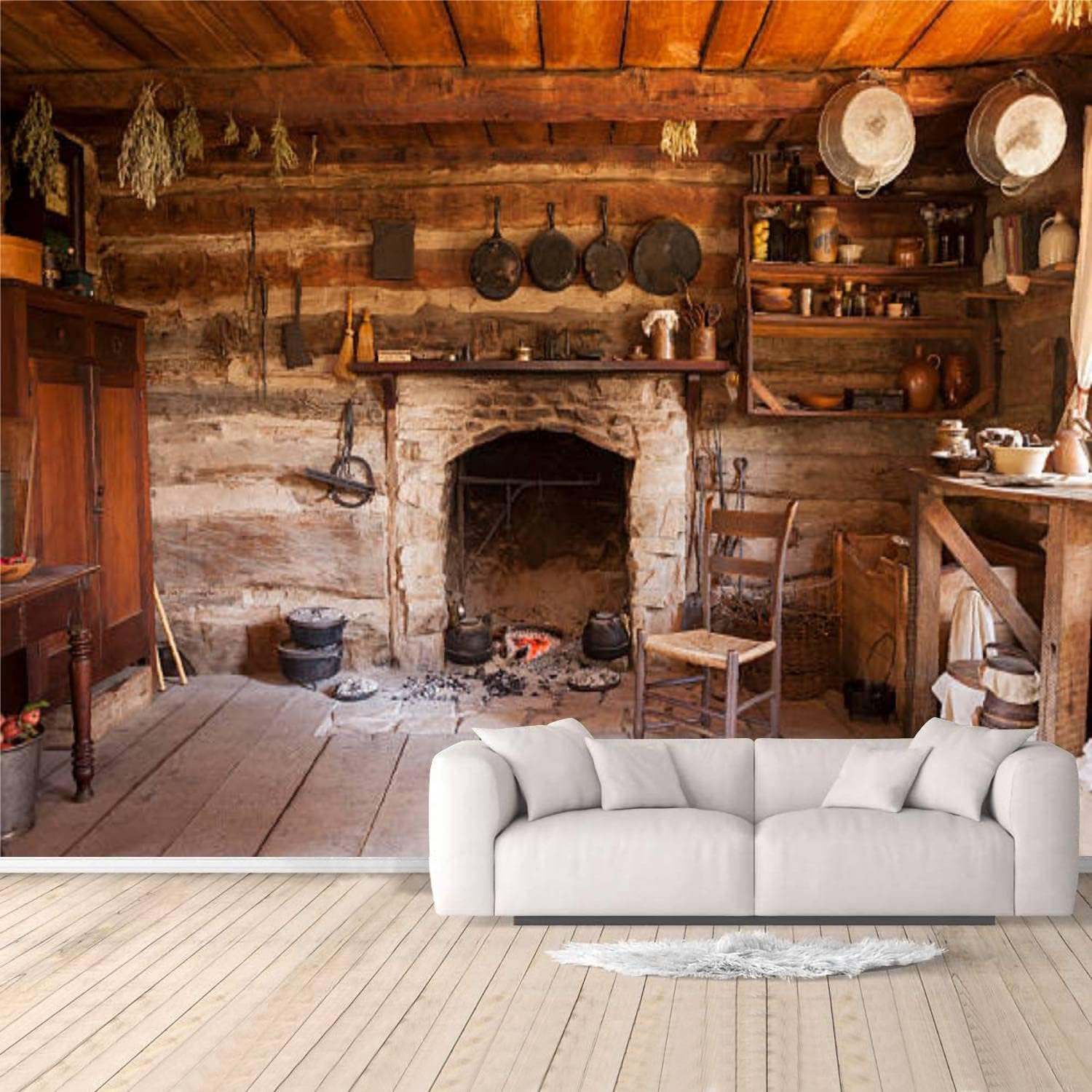 Amazon.com: Wallpaper Peel & Stick Rustic Cabin Interior Self Adhesive ...