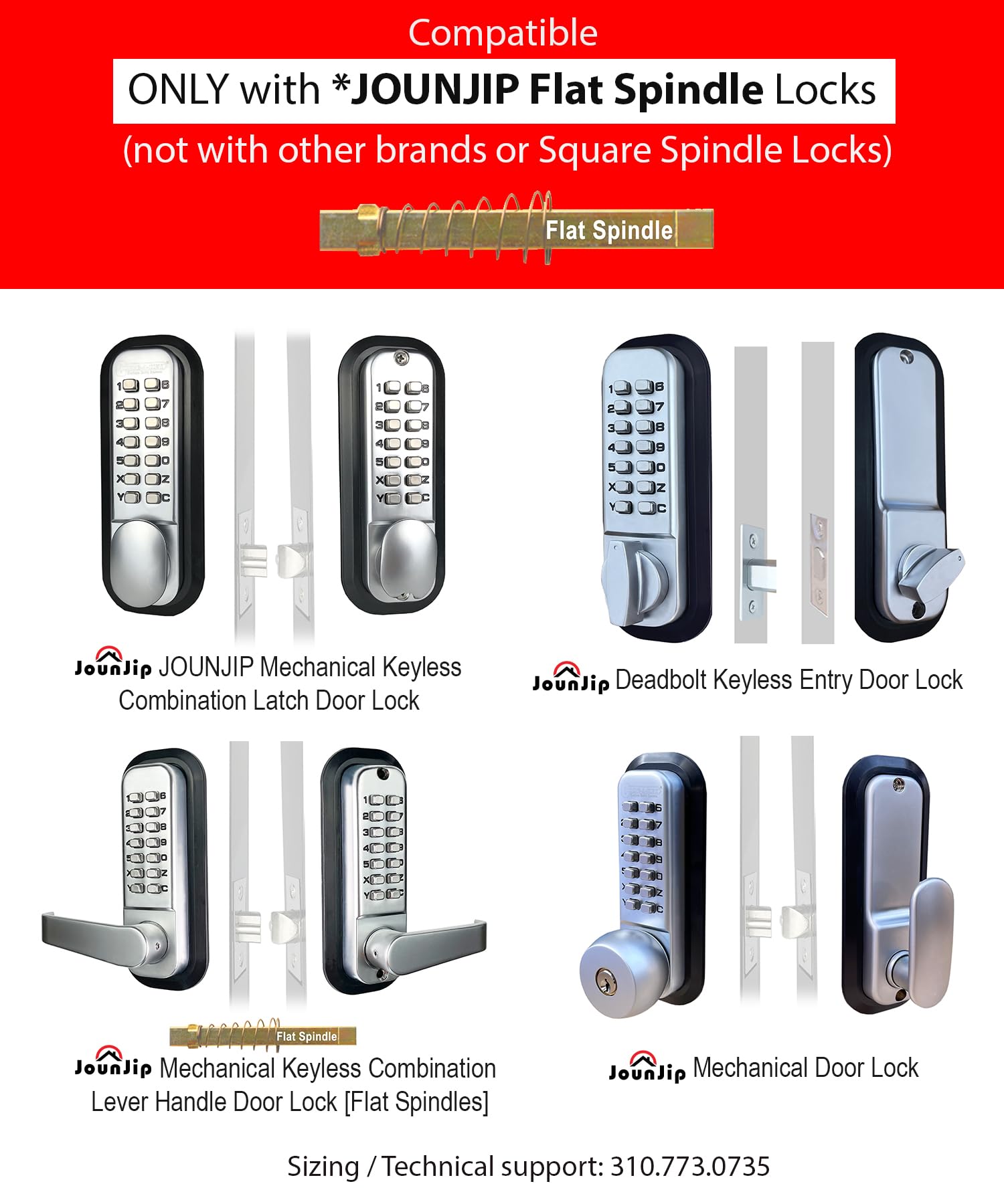 Snapklik.com : JOUNJIP Flat Spindle Thick Door Extension Kit - ONLY For ...