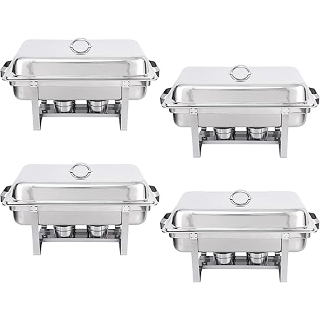 Amazon.com: 4 Pack 8 Qt Chafing Dish Stainless Steel Full Size Rectangular Chafer Dish Set ...