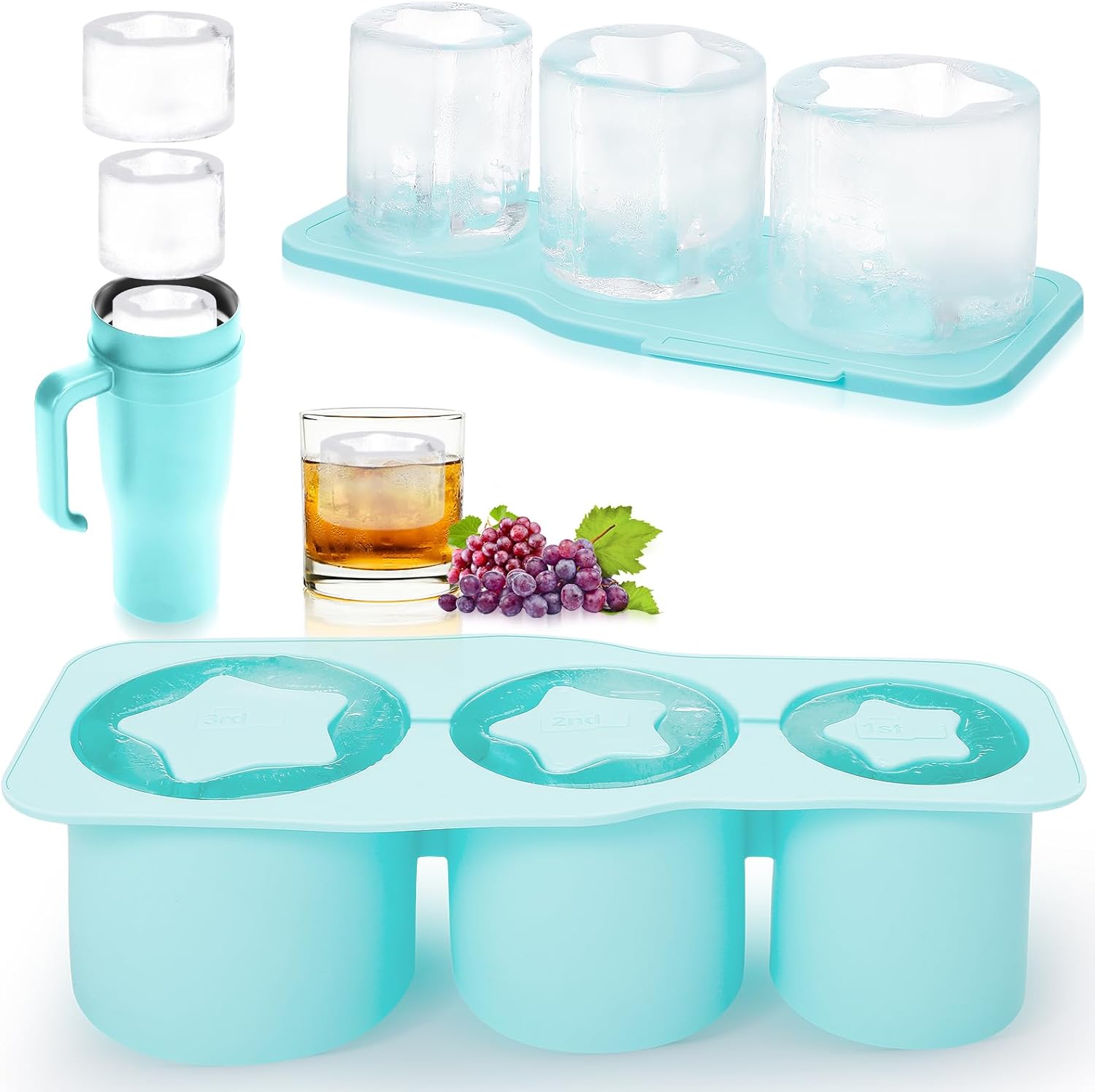 Amazon.com: Takuyada Ice Cube Tray with Lid for 20-40 Oz Stanley Cup ...