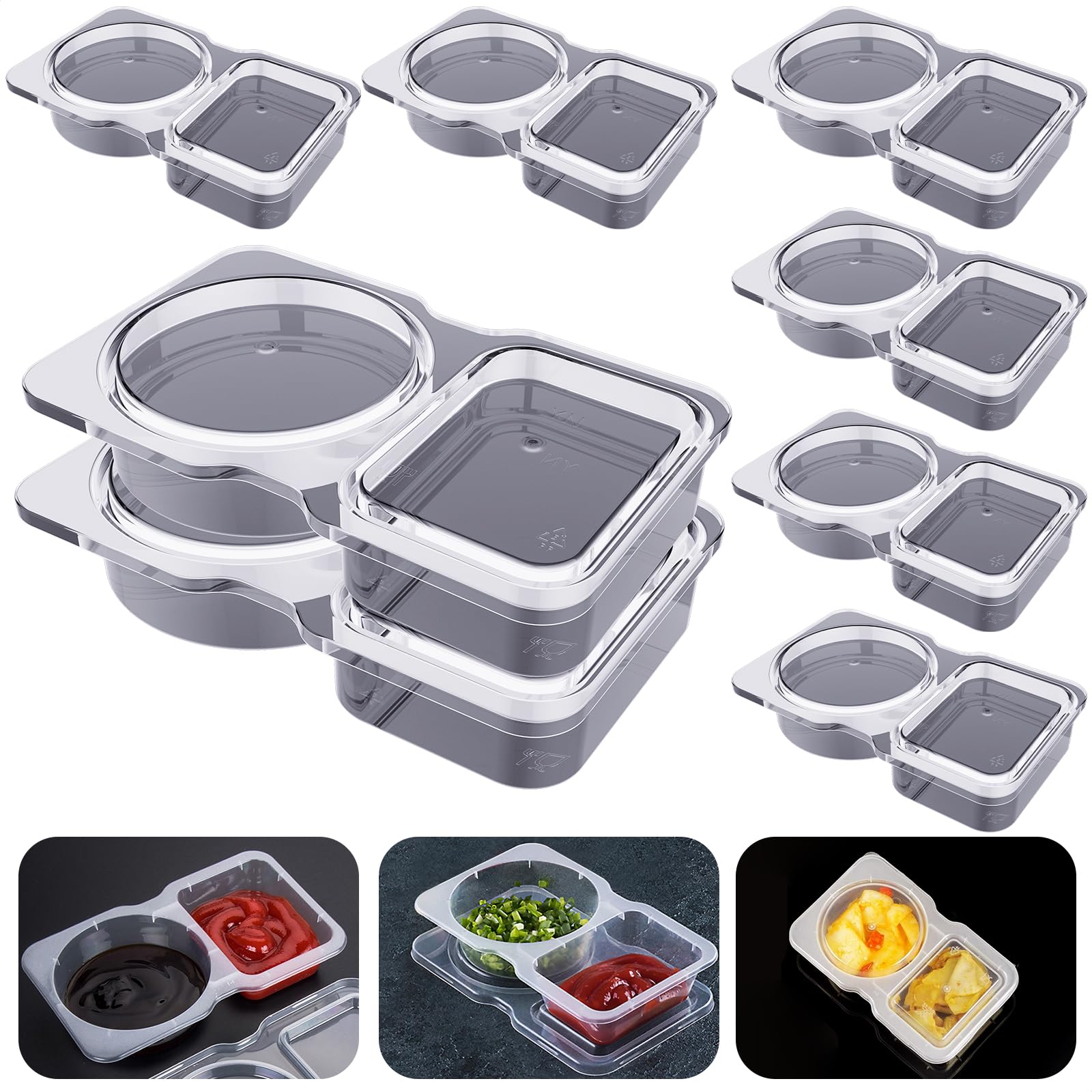 Amazon.com: Double Compartment Condiment Containers with Lids, 2024 New ...