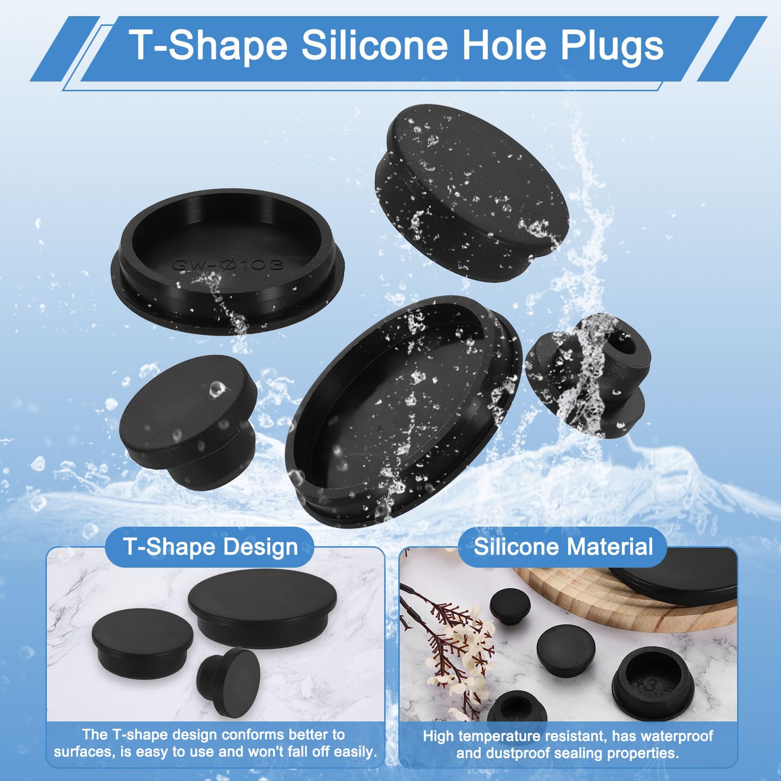 Snapklik.com : Uxcell Silicone Hole Plug, Waterproof Round Rubber ...