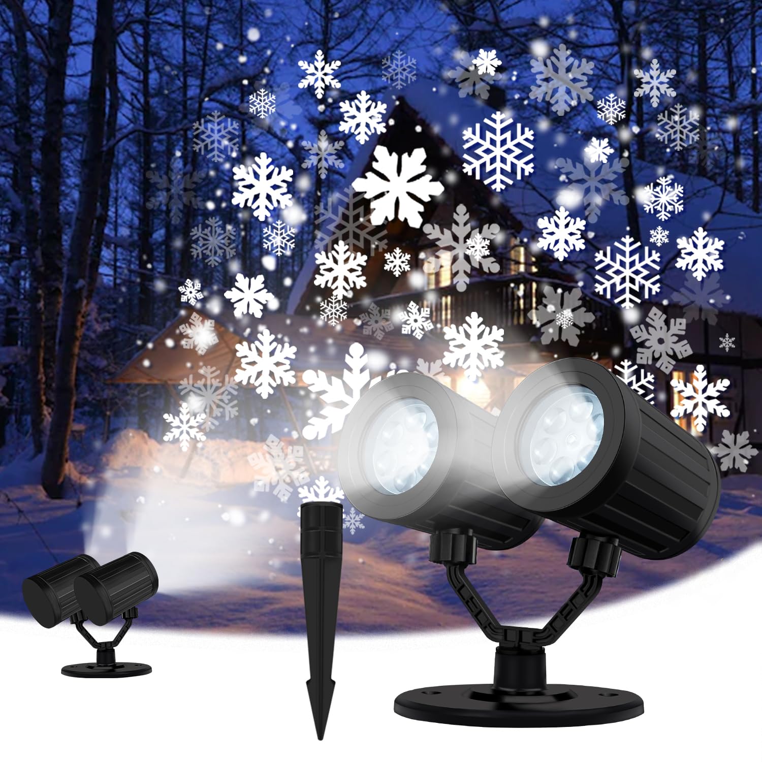 Partyear Christmas Projector Lights Outdoor, LED Snowflake Projector ...