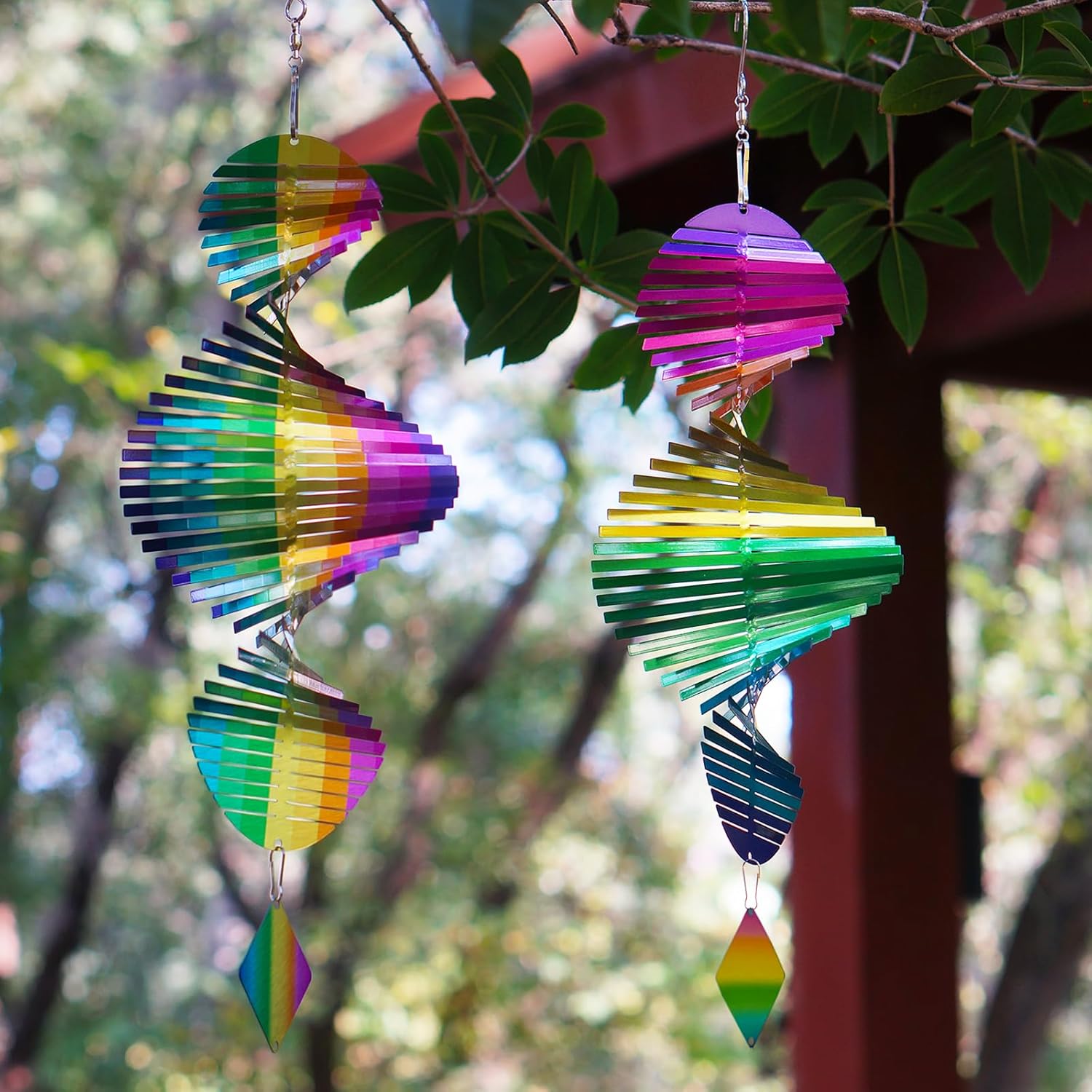 Amazon.com: Leafcraft 2pcs in Set Gradient Rainbow Helix Metal Wind ...