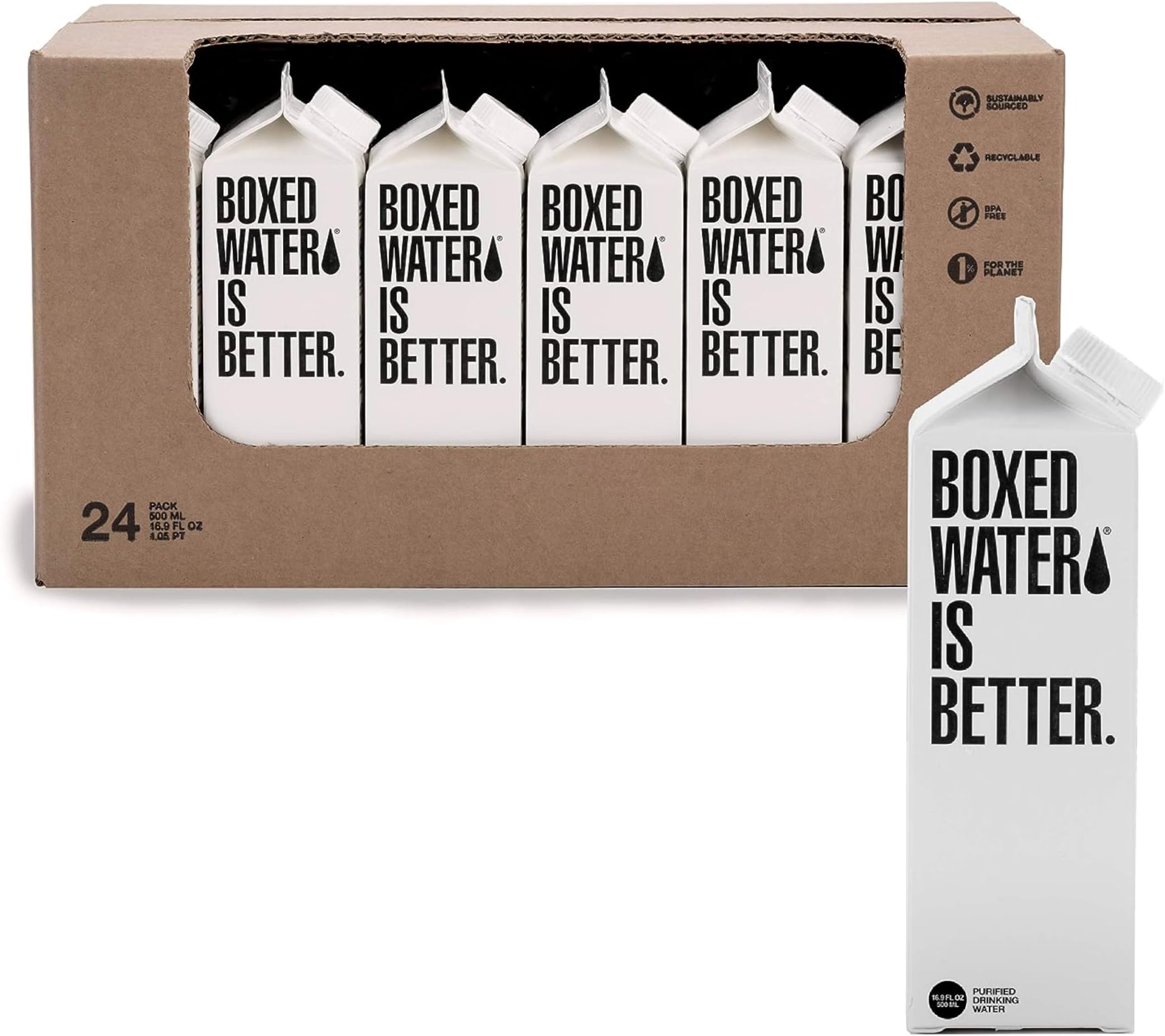 Amazon.com: Boxed Water 16.9 oz. (24 Pack) – Purified Drinking Water in ...