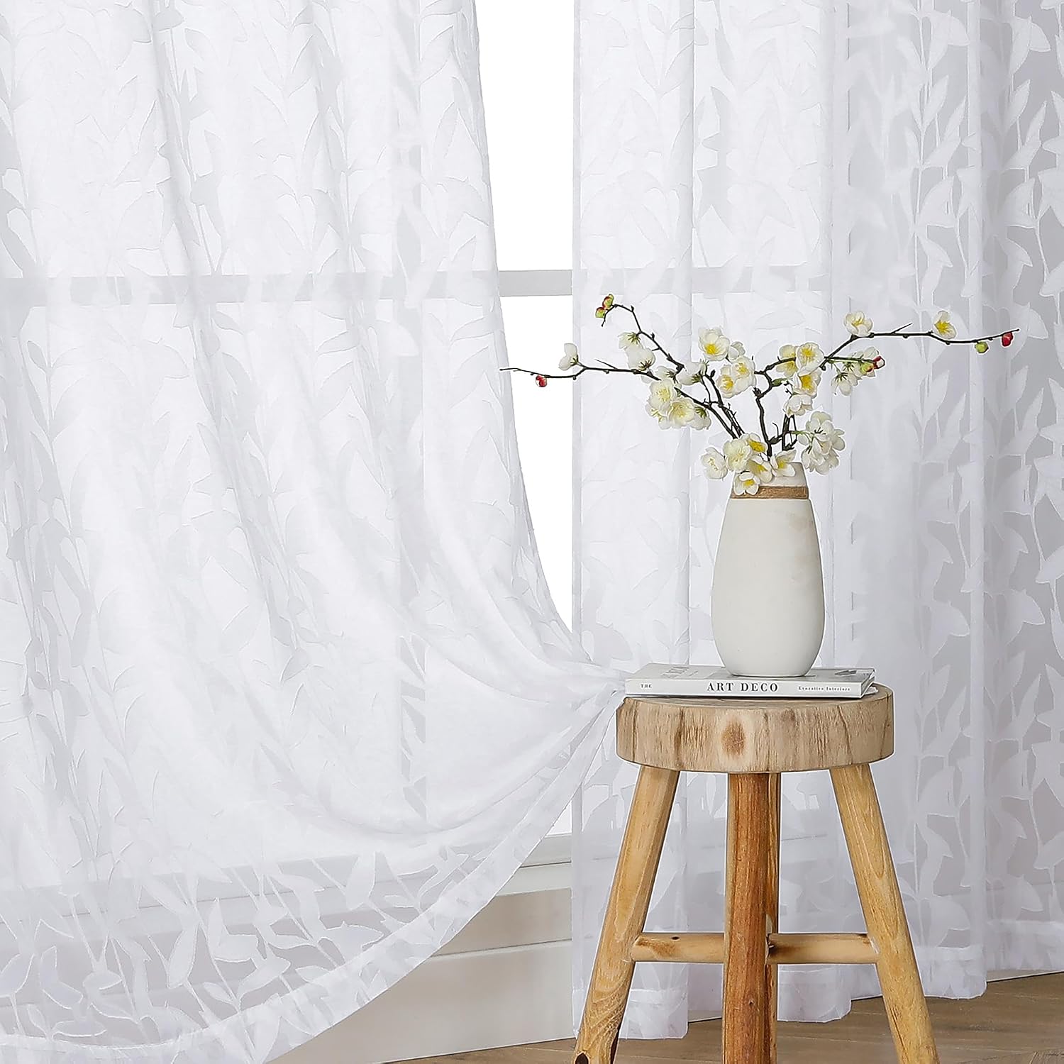 Amazon.com: Gwine White Curtains 84 Inches Long 2 Panels Set, Light ...