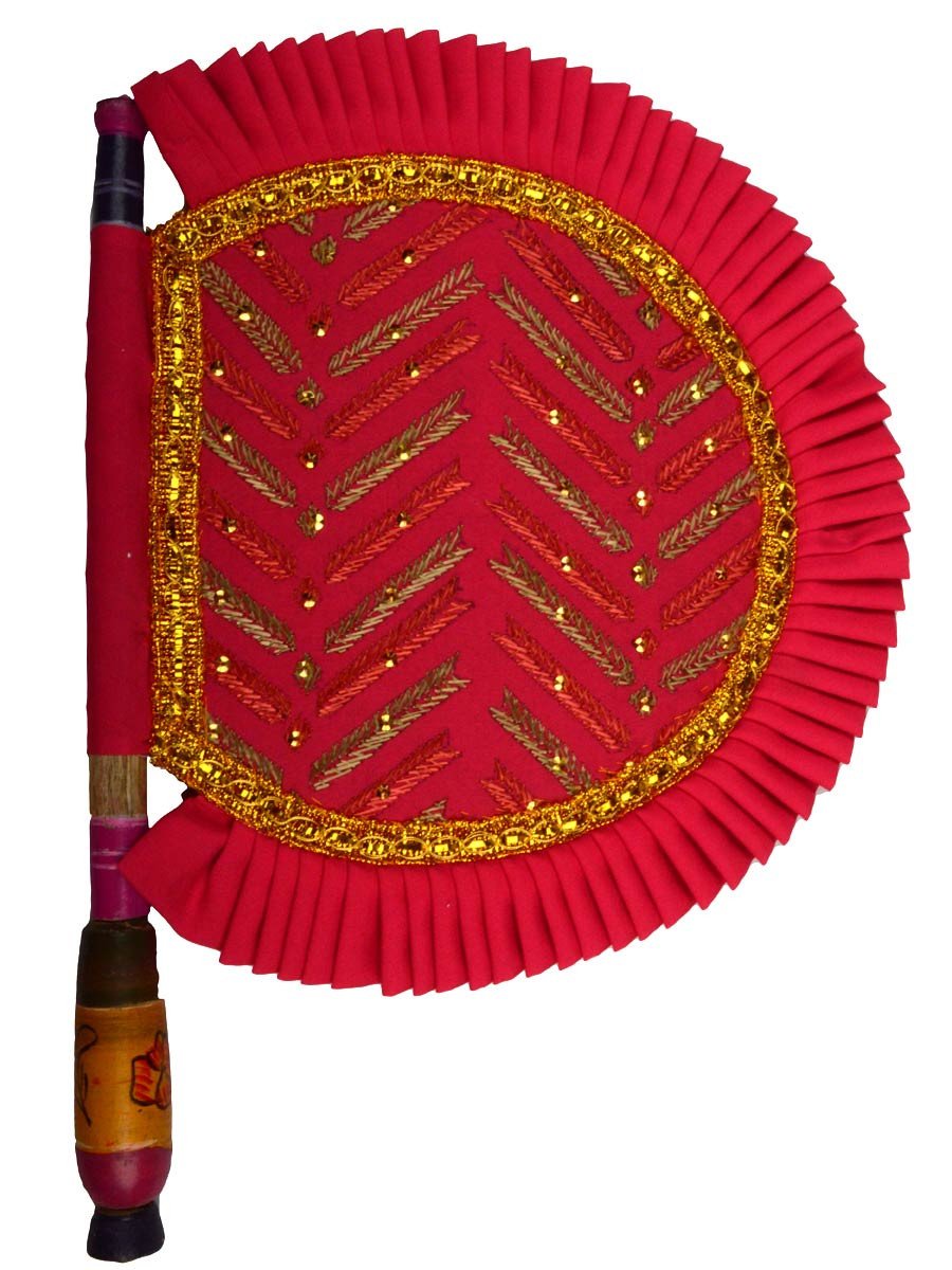 Shopatplaces Phulkari Embroidered Traditional Hand Fan In Pink ...