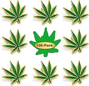 Amazon.com: 100 Pcs Marijuana Leaf Enamel Lapel Pin 1“ - Weed Brooch ...