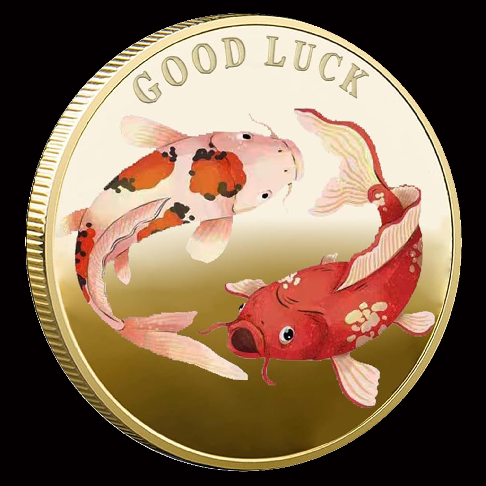 Amazon.com: Two-Sided Lucky Coin Featuring One Side with A Pair of Koi ...