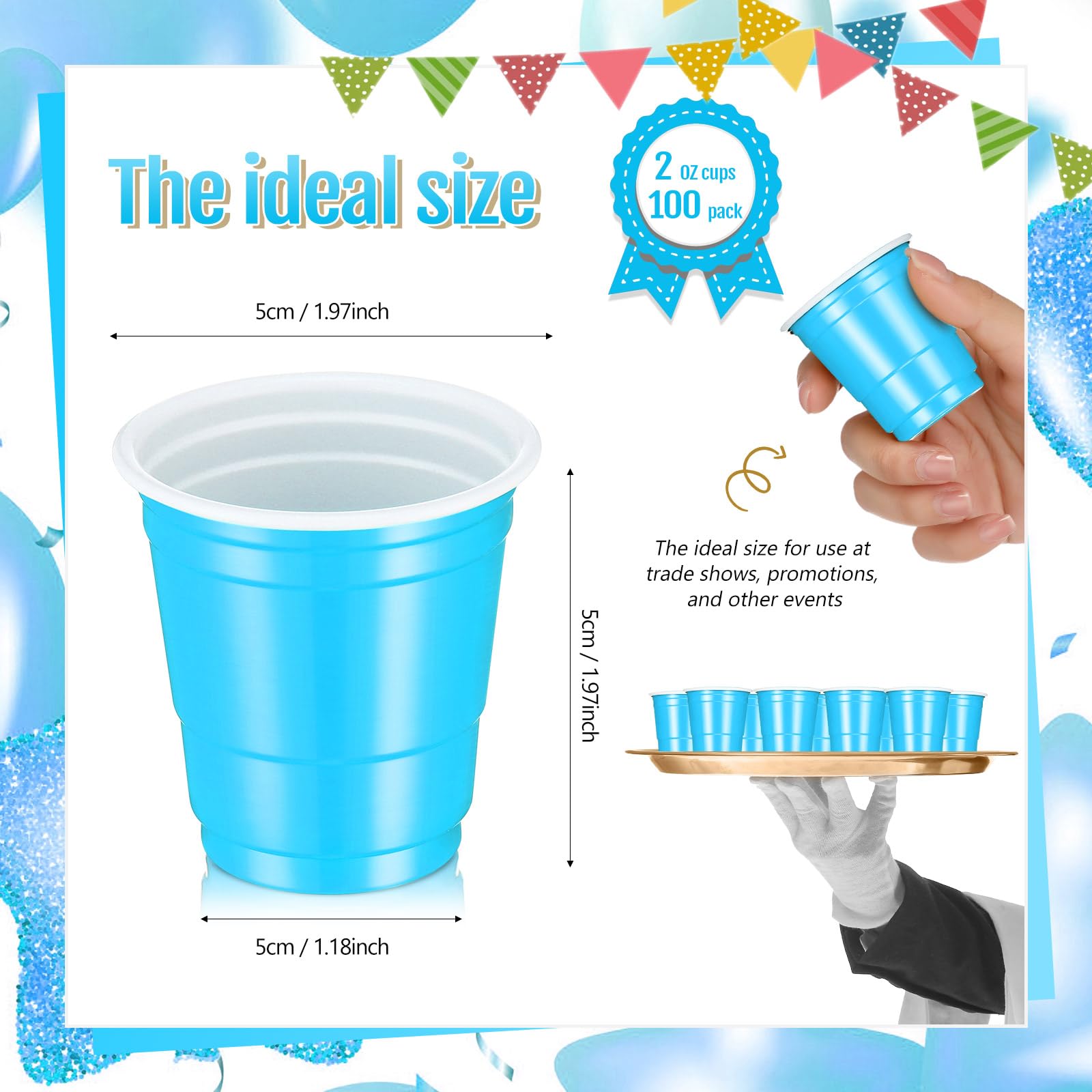 Snapklik.com : Roshtia 100 Pack 2 Oz Plastic Shot Cups, Mini Disposable ...