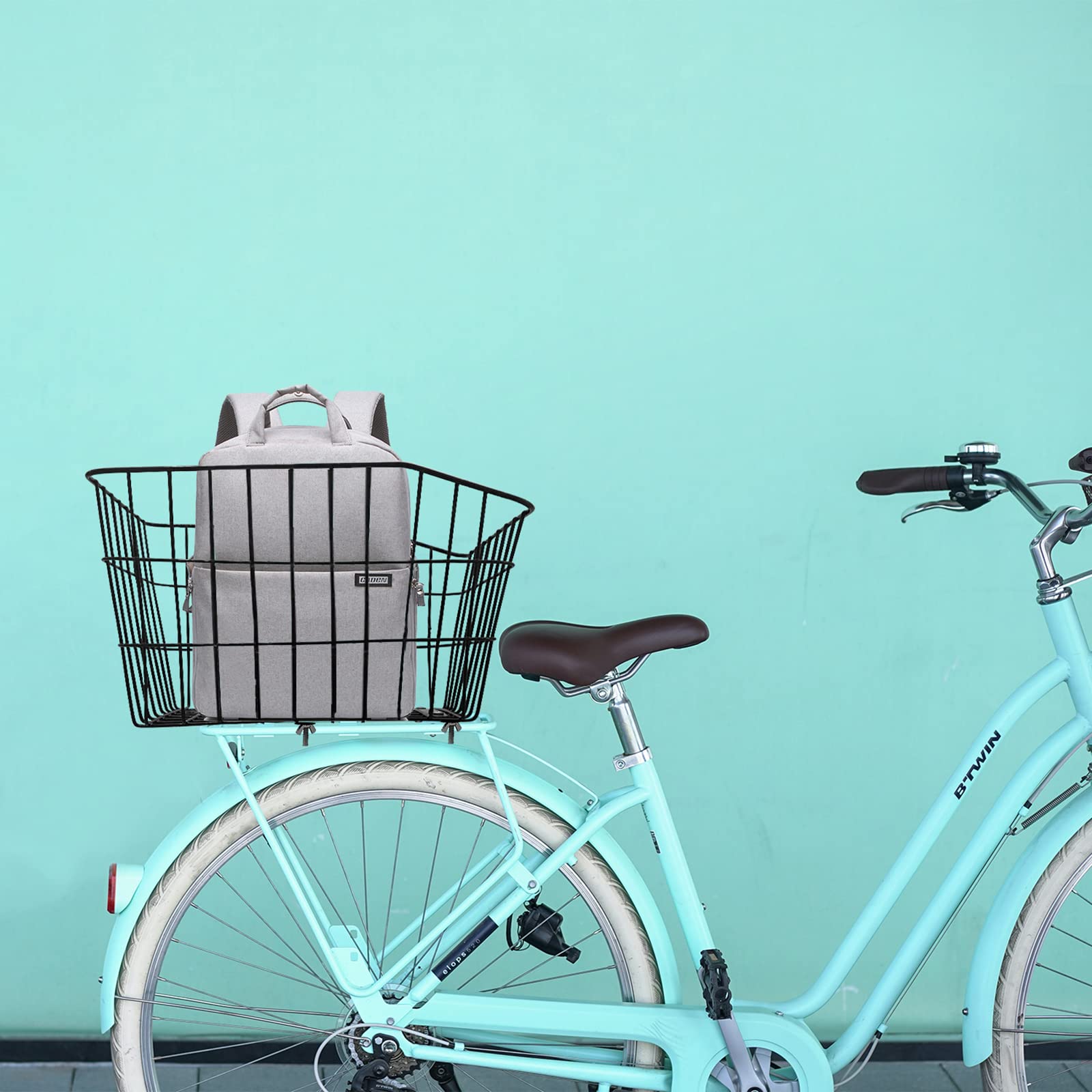 RAYMACE Rear Bike Basket with Waterproof Cover and Cargo Net,Bicycle ...