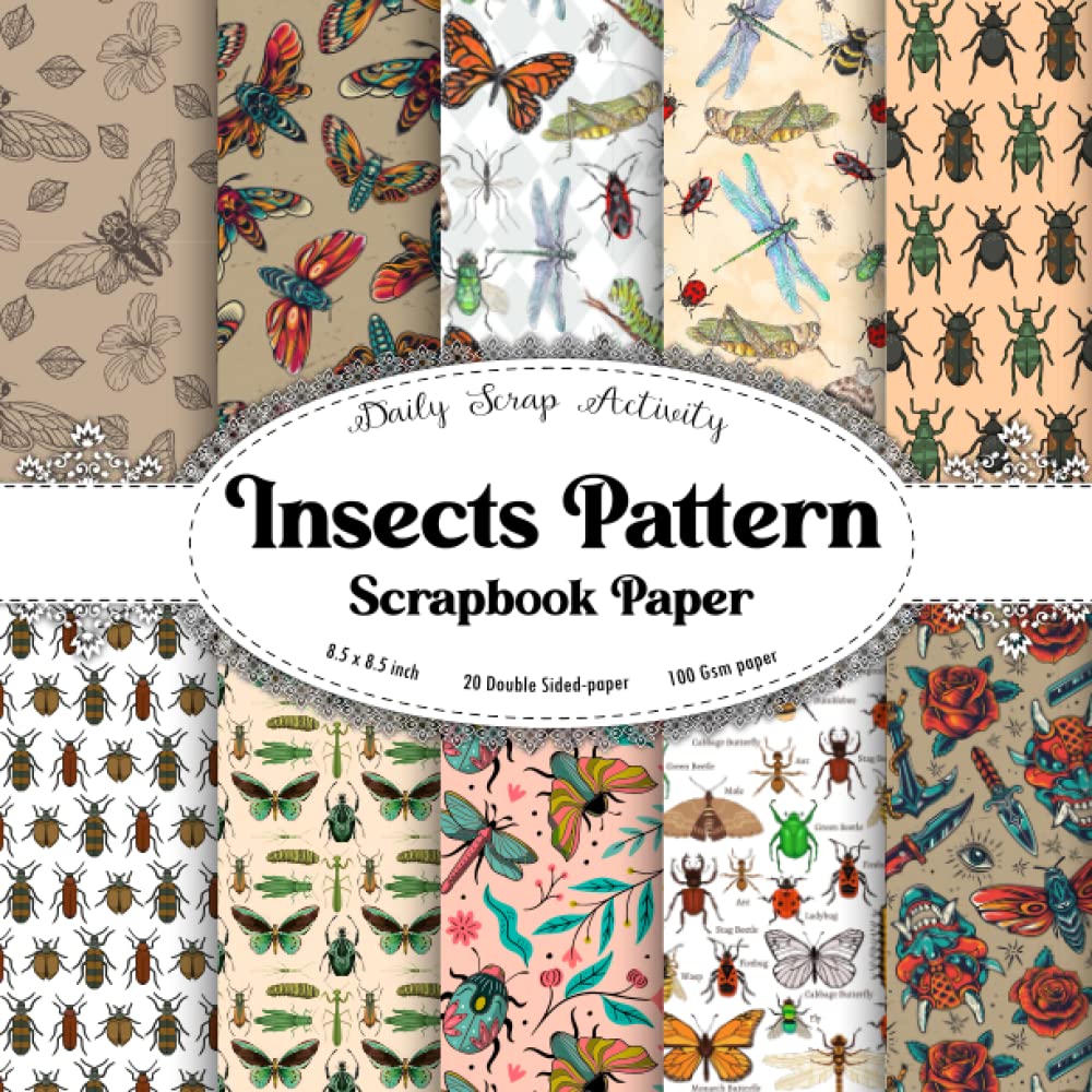 Insects Pattern Scrapbook Paper: Bugs And Insects Pattern Scrapbooking ...