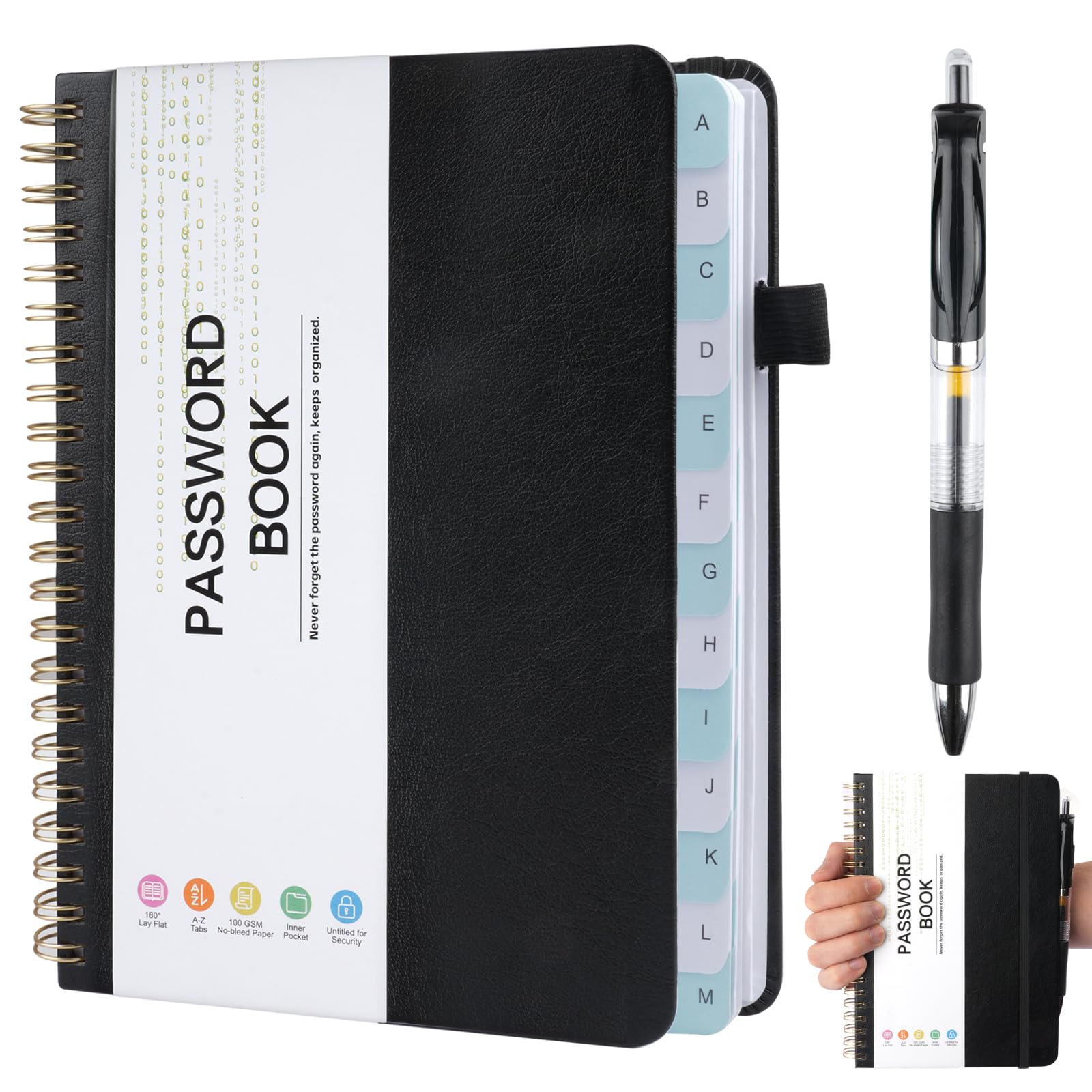 Password Book Alphabetical with Tabs, Address Books, Spiral Password ...