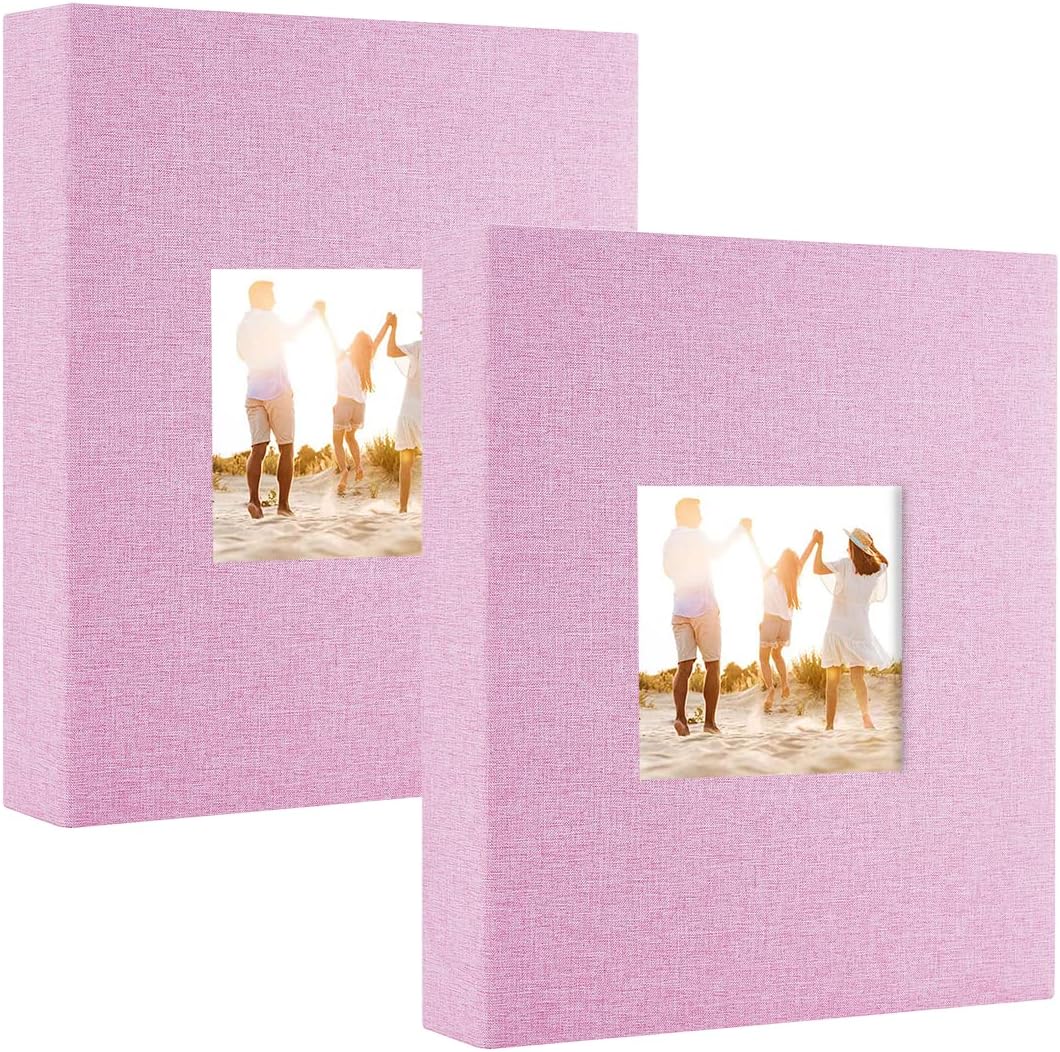 Amazon.com: Artmag Mini Photo Album 4x6 50 Pockets 2 Pack, Linen Cover ...