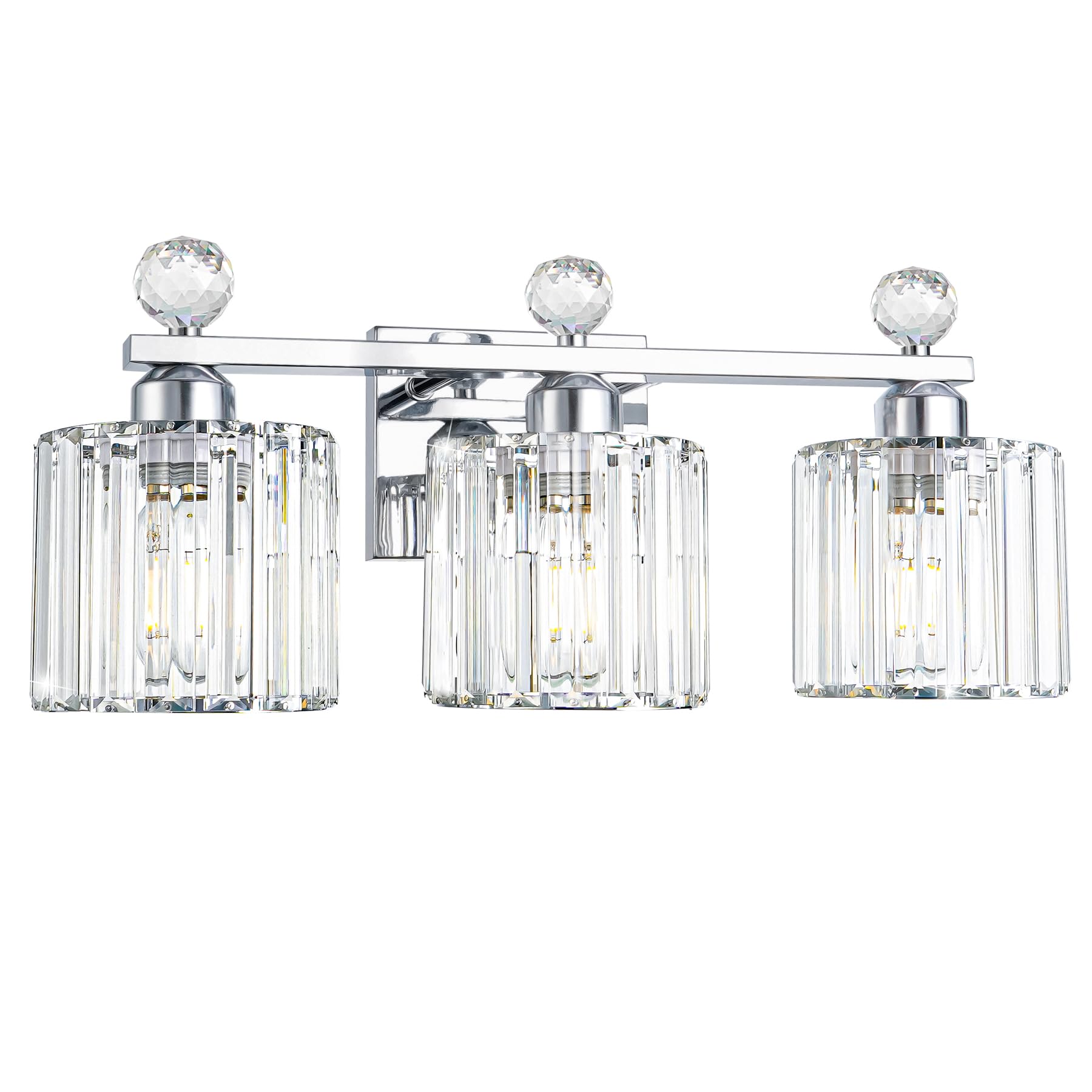 Modern Crystal Bathroom Vanity Light, 3-Lights Bathroom Light Fixtures ...