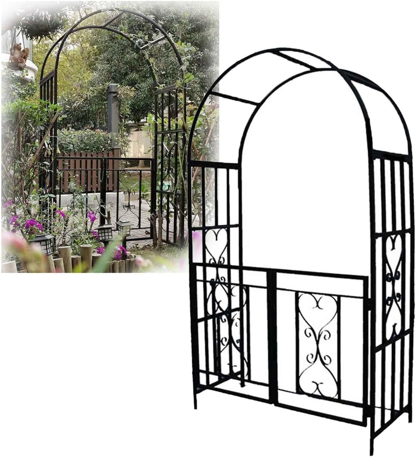 ELzEy Outdoor Metal Rose Garden Arbor Decorative Iron Trellis Arch ...