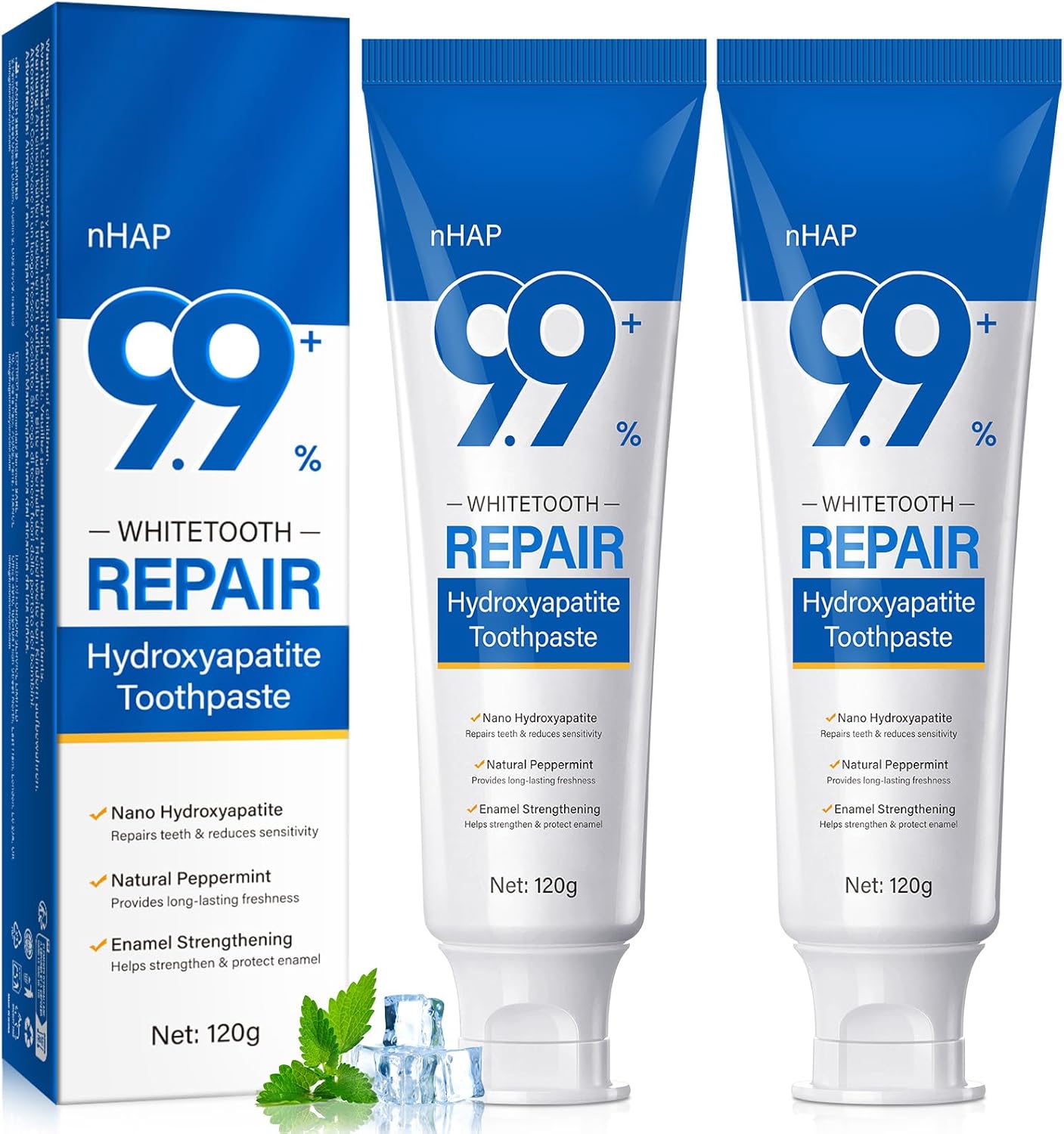 Amazon.com : 9.9% Hydroxyapatite Toothpaste - 2 Pack, Protects Enamel ...