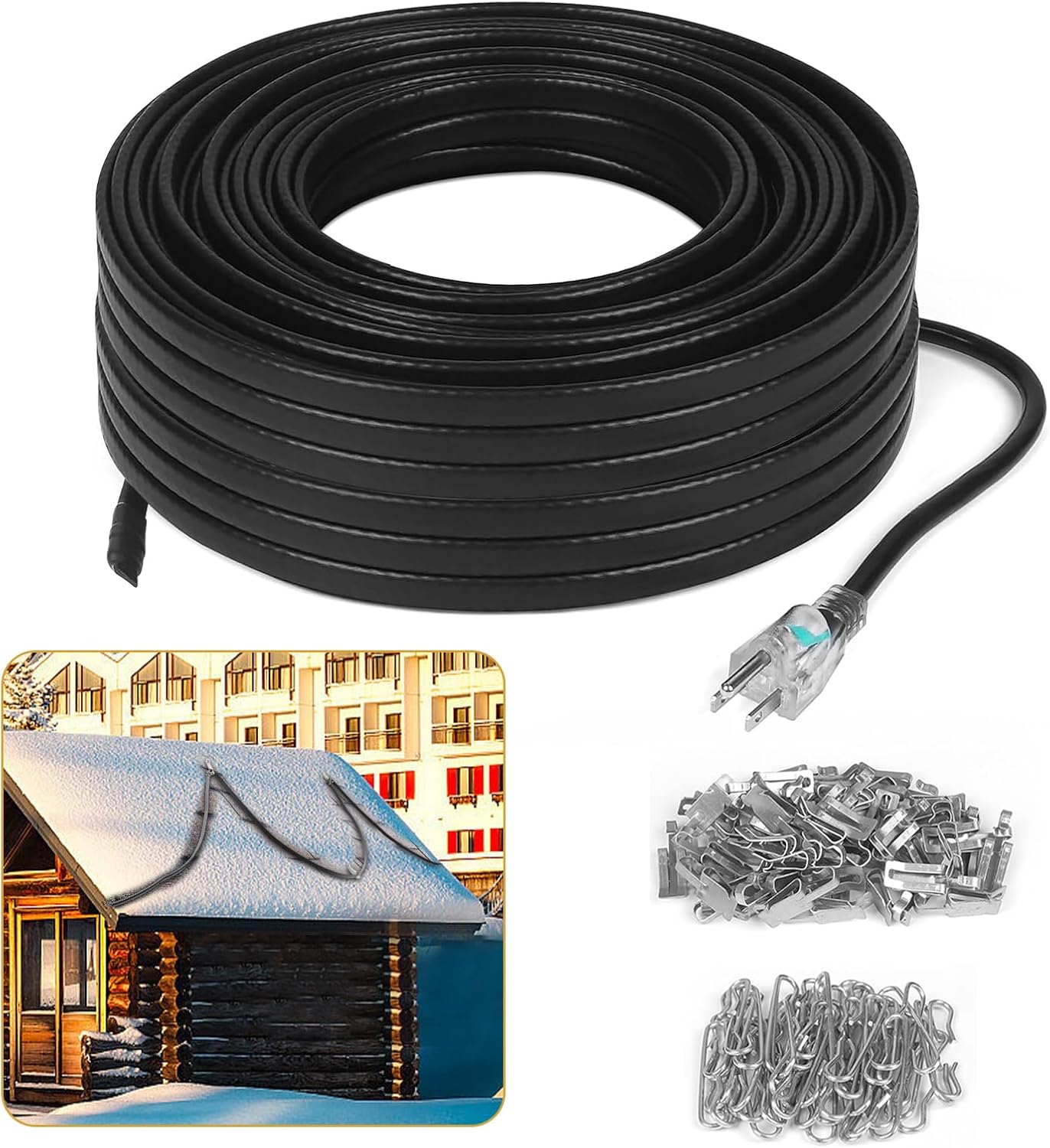 100FT 120V Roof Heating Cable Self-Regulating Temperature Pipe Water ...