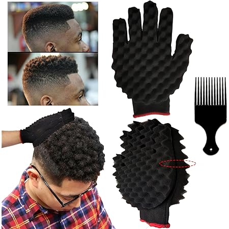 Amazon.com : WULI PEACH Hair Curl Sponge Gloves, Magic Curly Barber ...