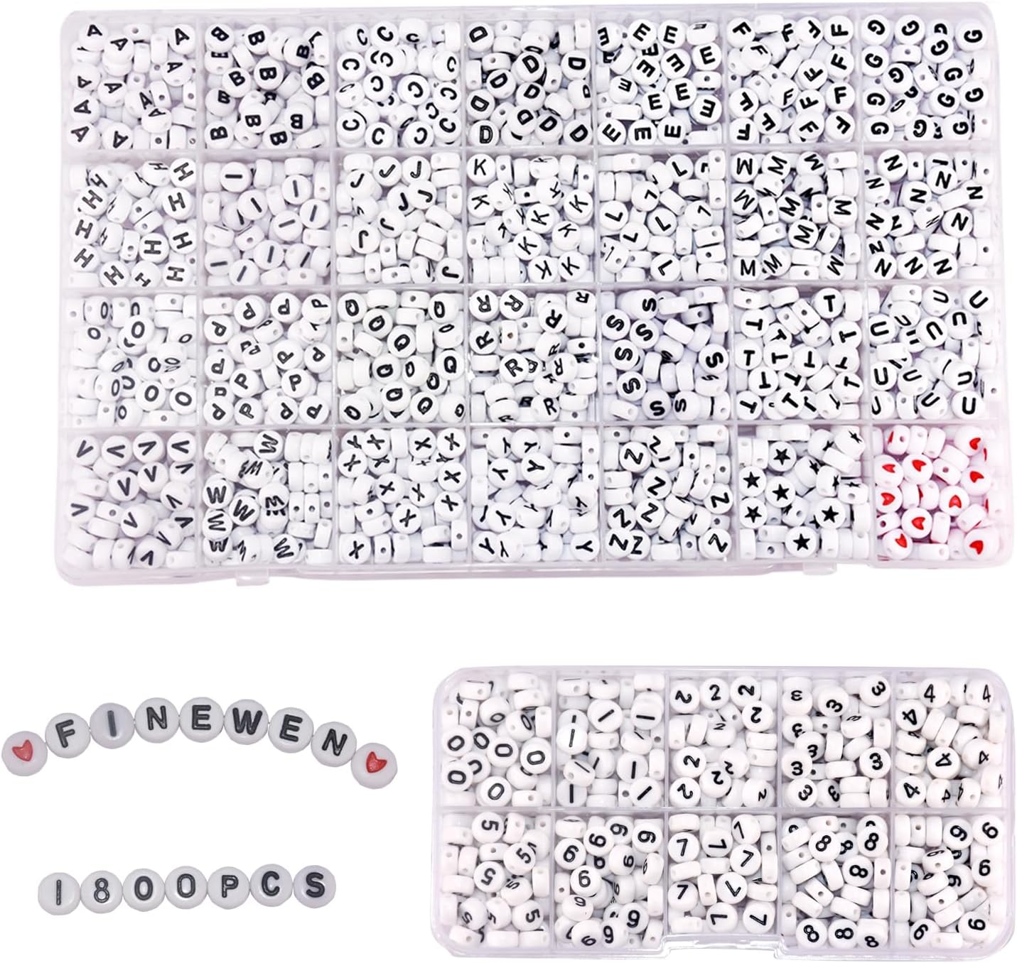 Amazon.com: 1400Pcs Letter Beads with 400Pcs Number Beads, Round Letter ...