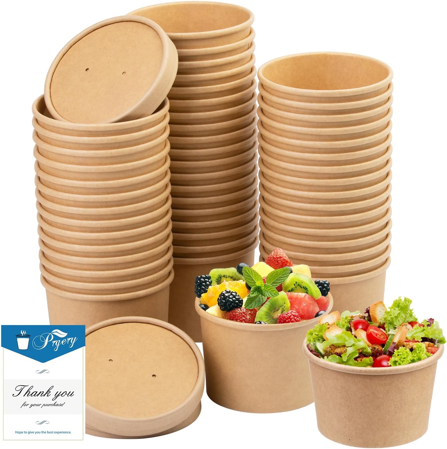 Amazon.com: Belinlen 50 SET 8OZ Kraft Paper Soup Cups with Lids ...