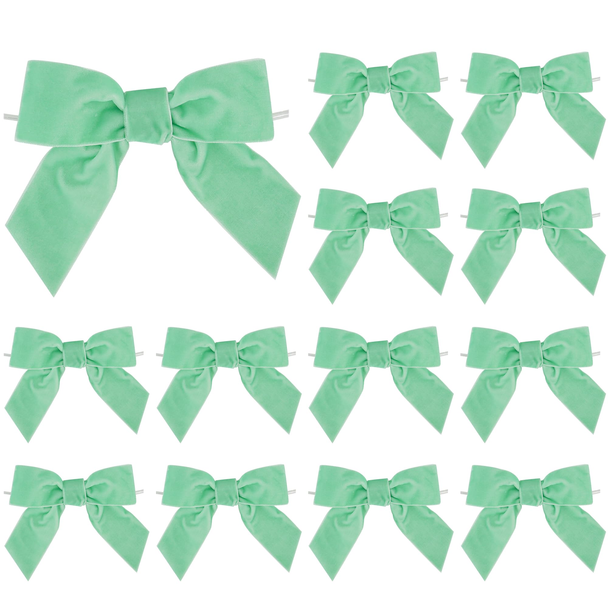Amazon.com: AIMUDI Pastel Green Velvet Bows 4.5" Mint Velvet Easter ...