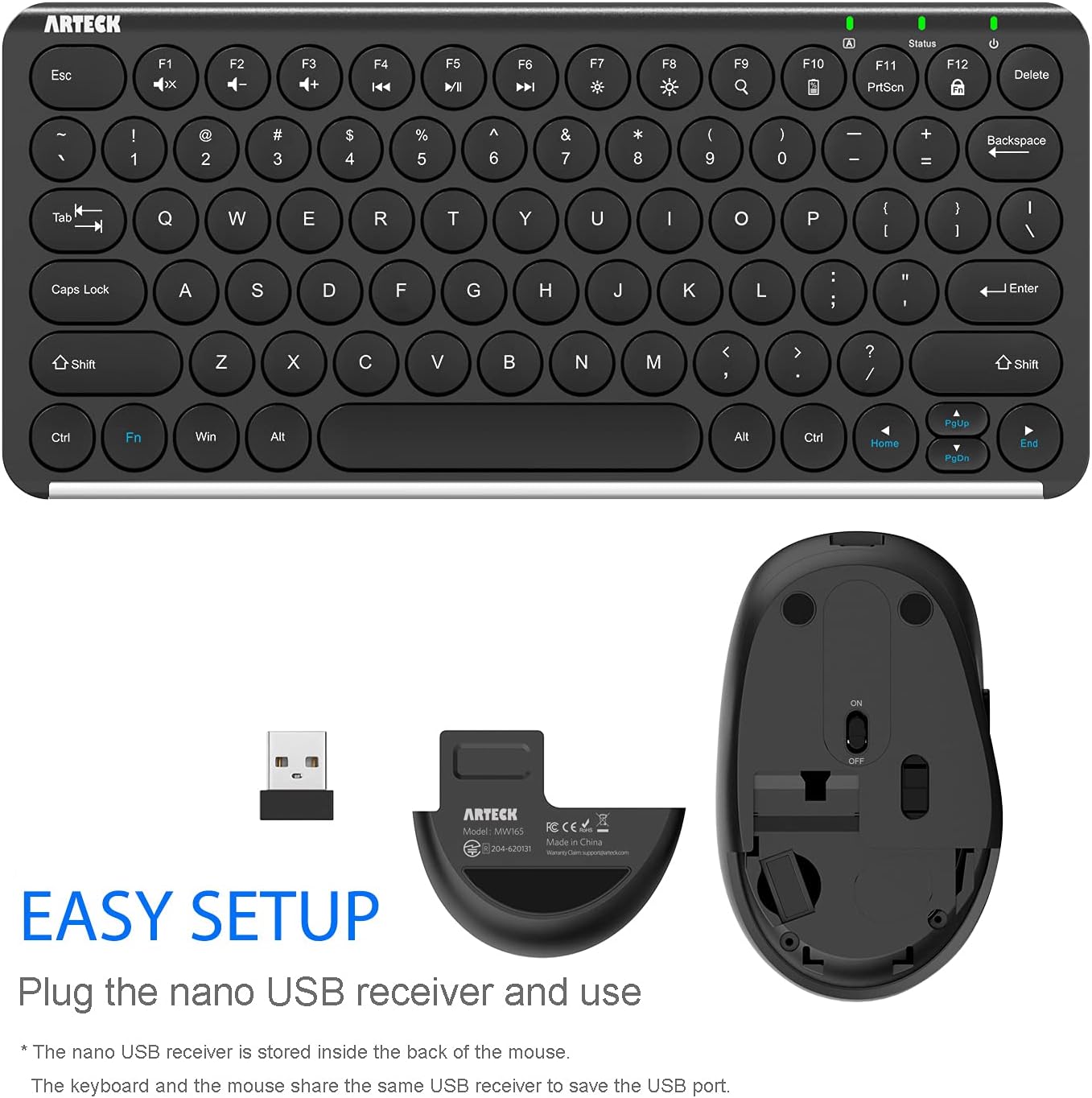 Arteck Ultra Compact Wireless Keyboard and Mouse Combo with ...
