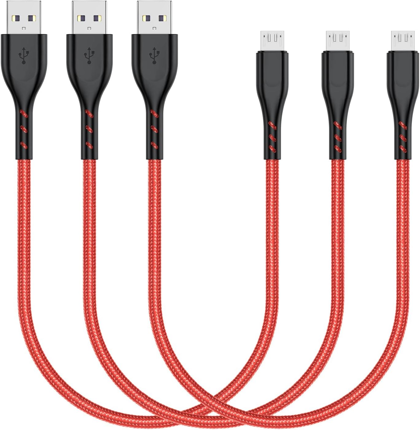Amazon.com: Micro USB Cable 6ft Android Phone Charger 2-Pack Long ...