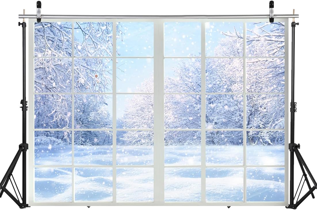 LYWYGG 7x5FT Winter Scene Decoration Interior Window White Snow ...