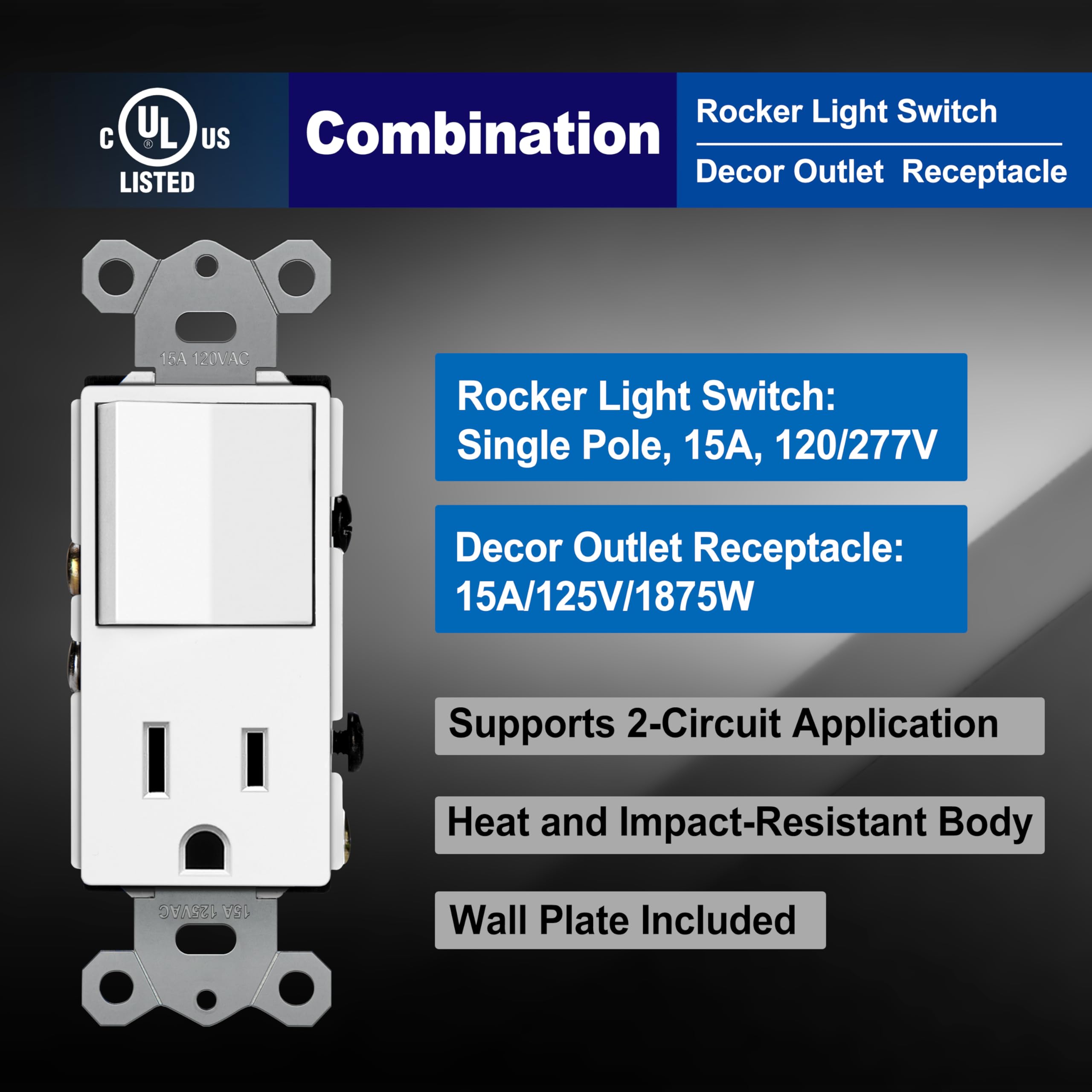 Receptle Switch Wiring Diagram 2 Pack] BESTTEN Combination Wall Light