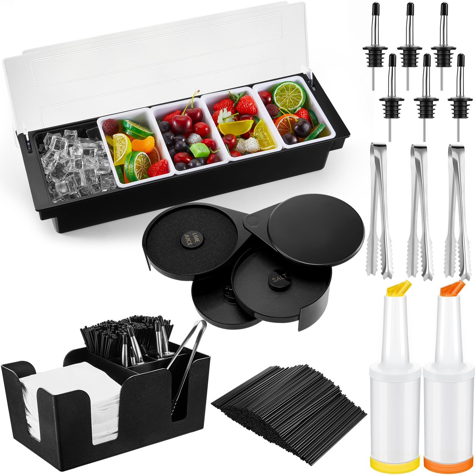 Amazon.com: Mifoci Garnish Tray with Lid Bar Caddy 3 Tier Bar Glass ...