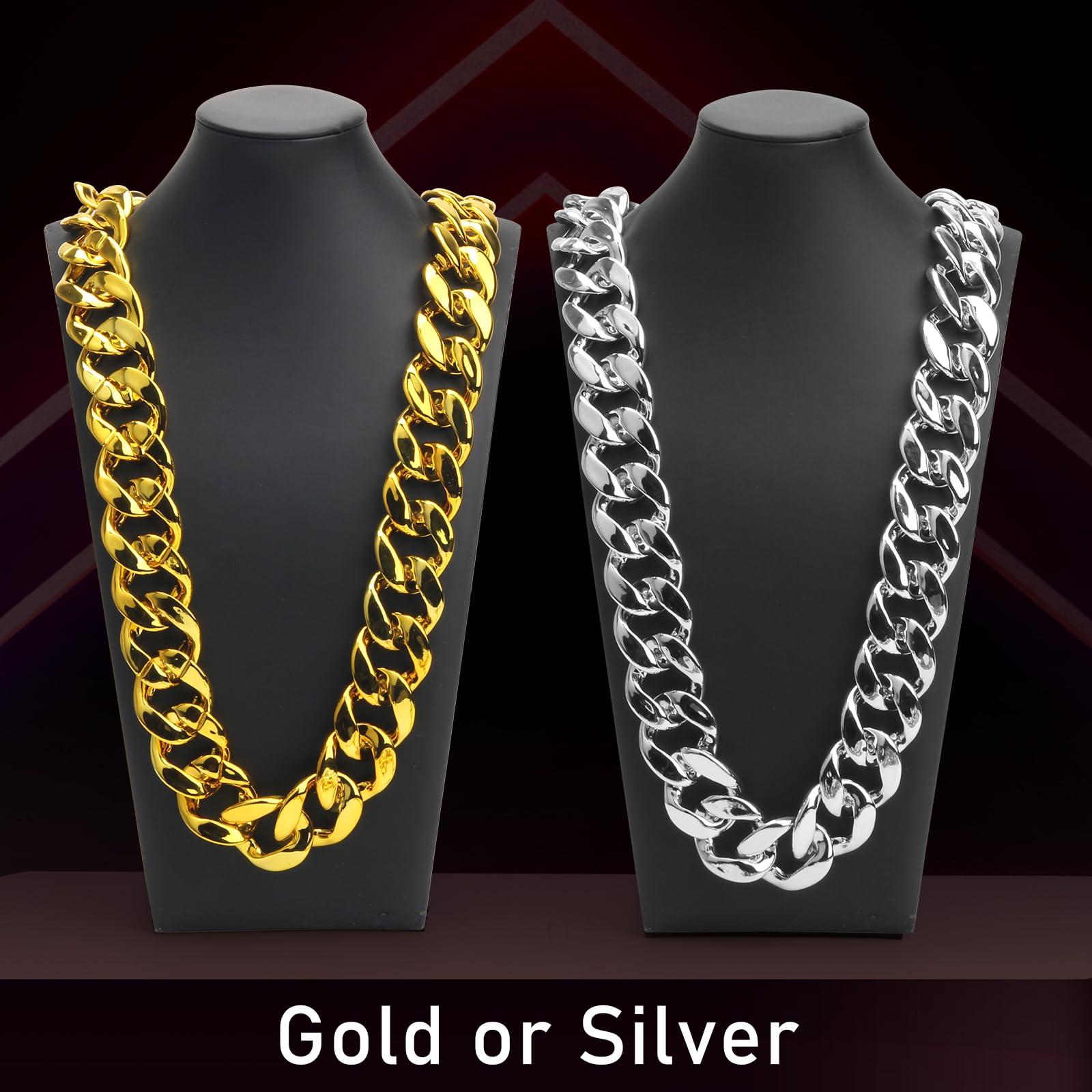Snapklik.com : Hip Hop Chunky Gold & Silver Chain 2 Pack, 32 Inch ...