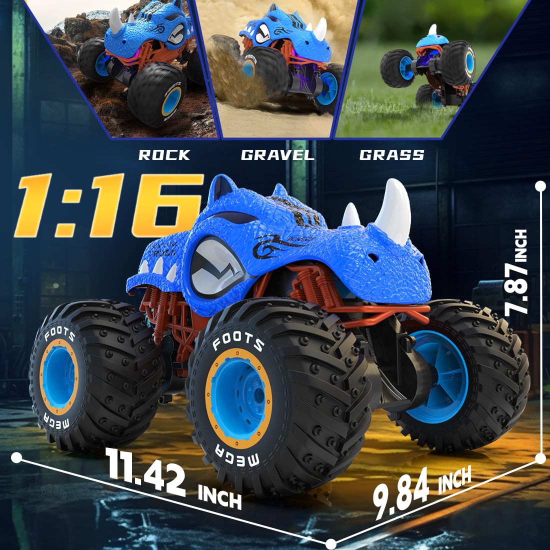 DEERC High Speed Stunt Remote Control Monster Truck for Boys, Upright 360° Swivel 4WD RC Car ...