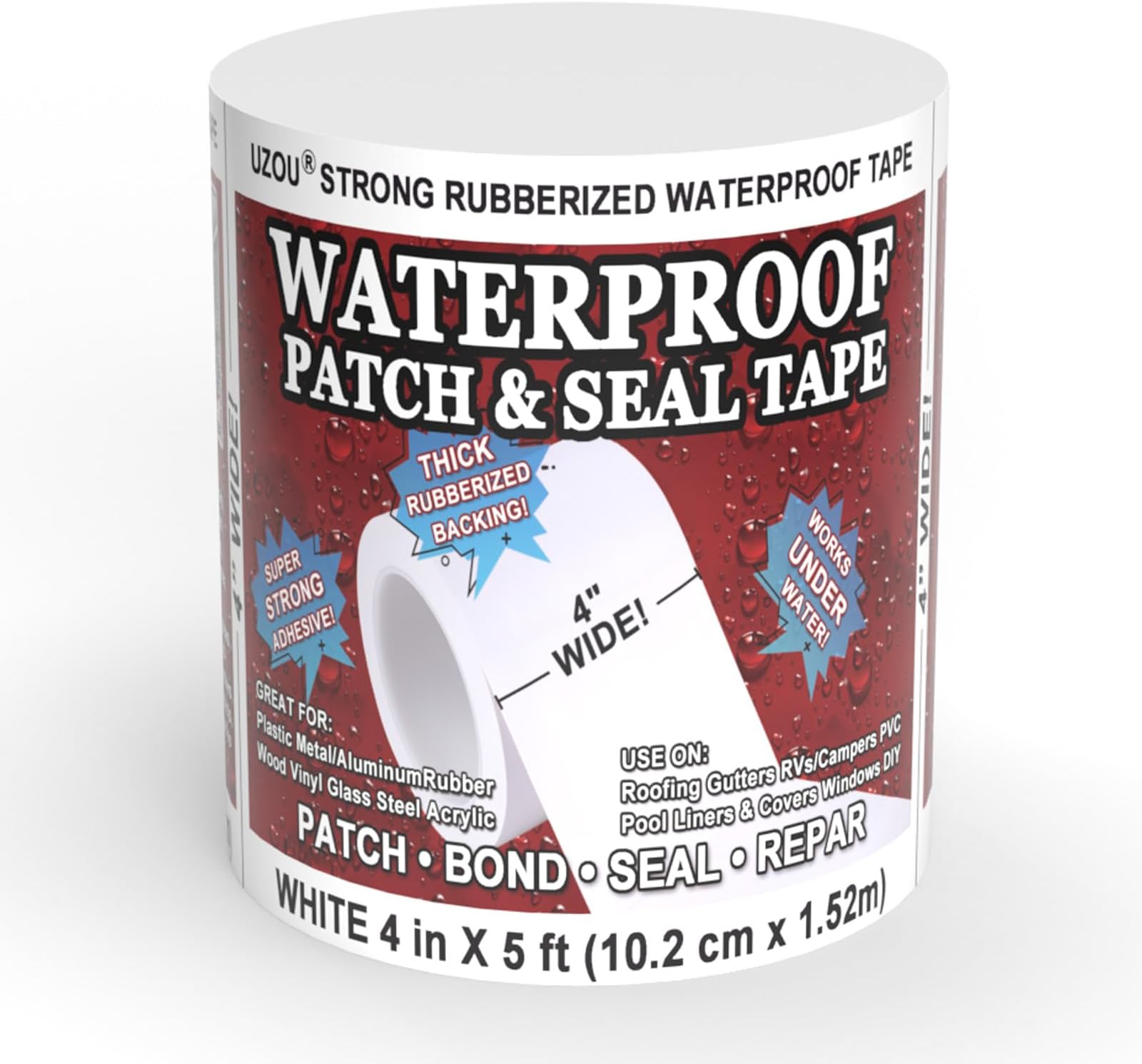 Amazon.com: T-REX 285988 Waterproof Tape, 2-Inch x 5 ft, 3-Inch Core ...