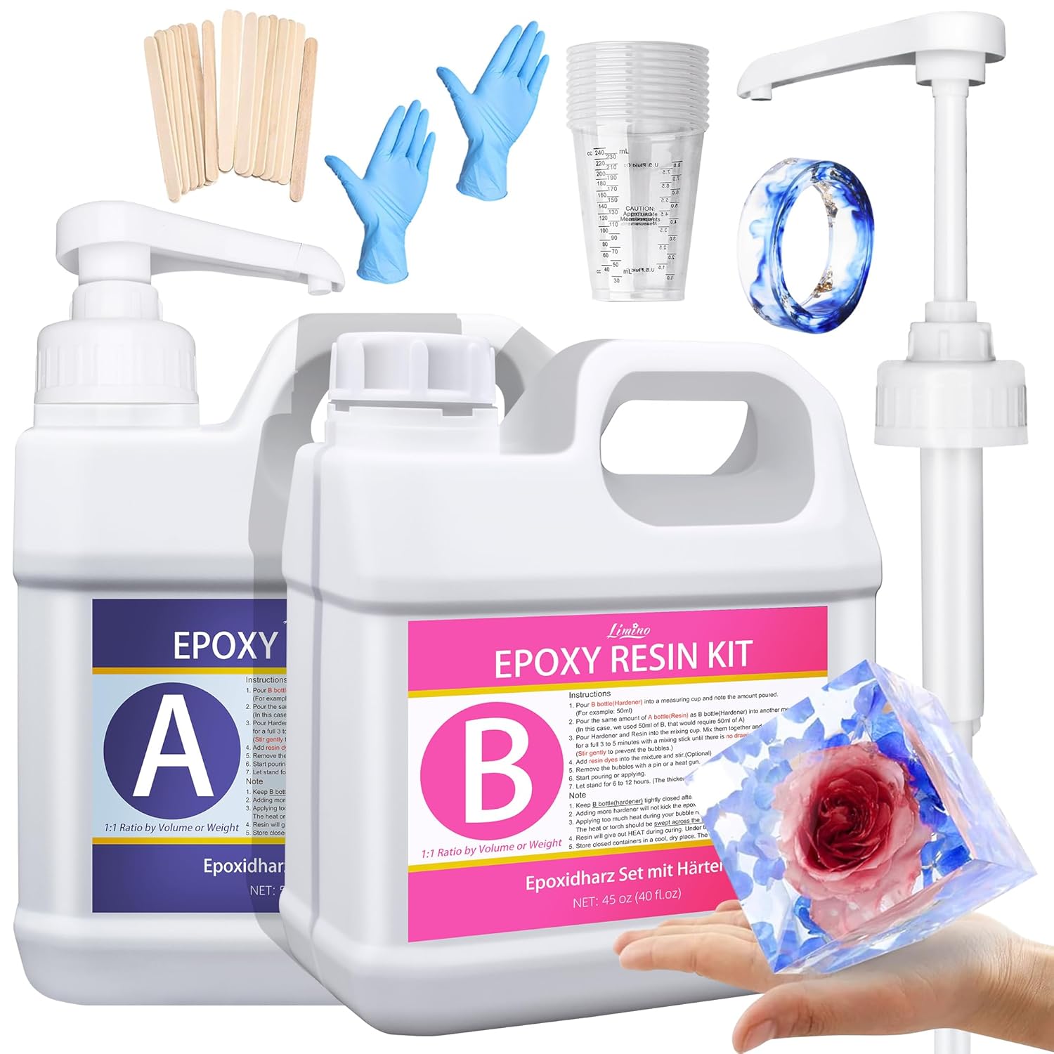 Amazon.com: Epoxy Resin 95oz - Crystal Clear Epoxy Resin Kit with Pumps ...