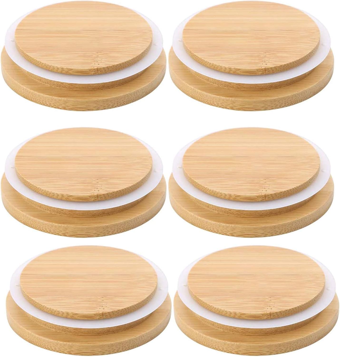 Amazon.com: 6 Pack Wooden Mason Jar Lids, Reusable Bamboo Mason Canning ...