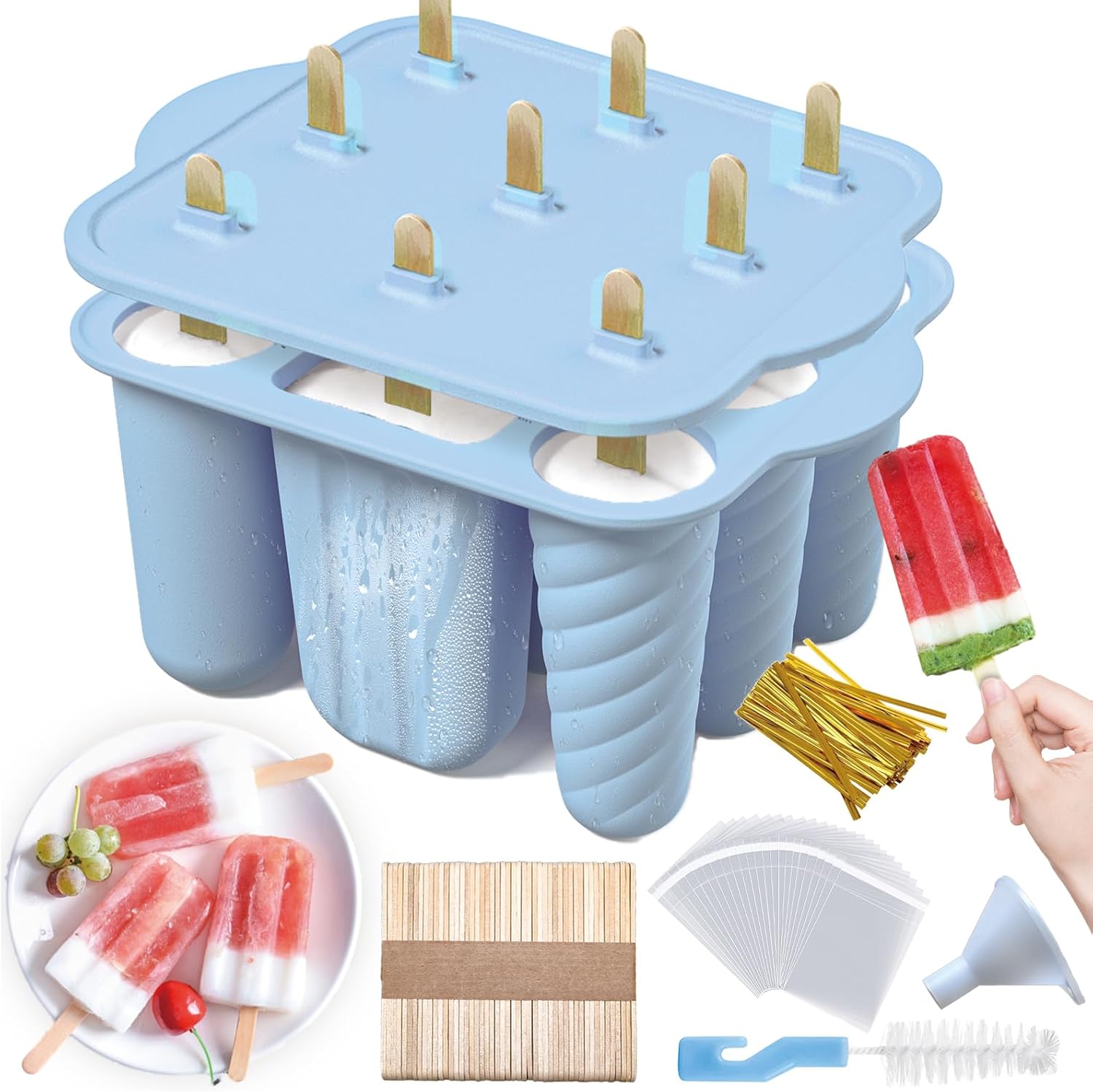 Dazhtu Ice Lolly Mould 9 Cavities Popsicle Mould, Popsicle Mold Cream, Silicone Popsicle Mold ...