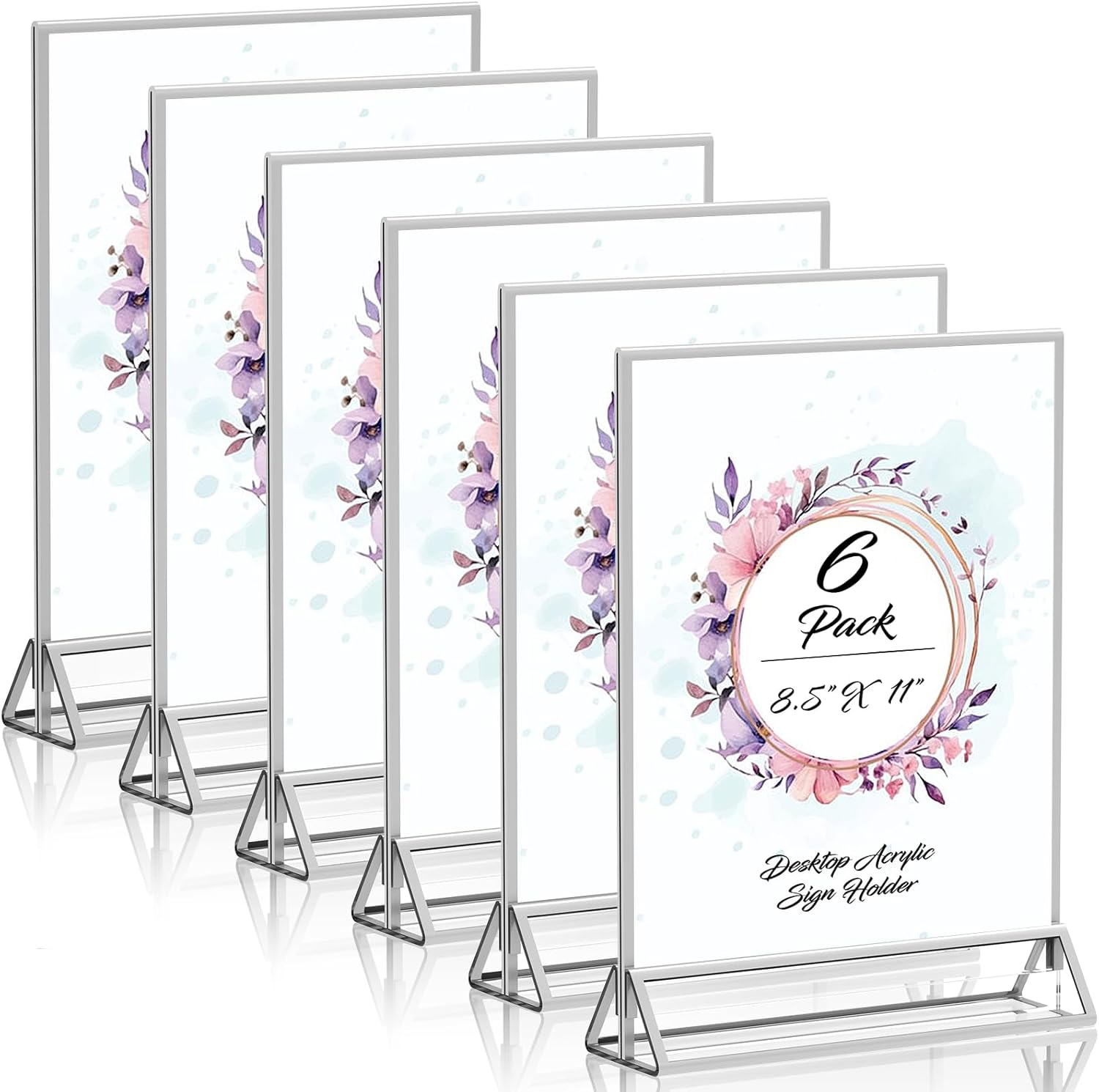 Amazon.com: PPH-Sisy Clear Acrylic Sign Holder 8.5X11 with Silver ...
