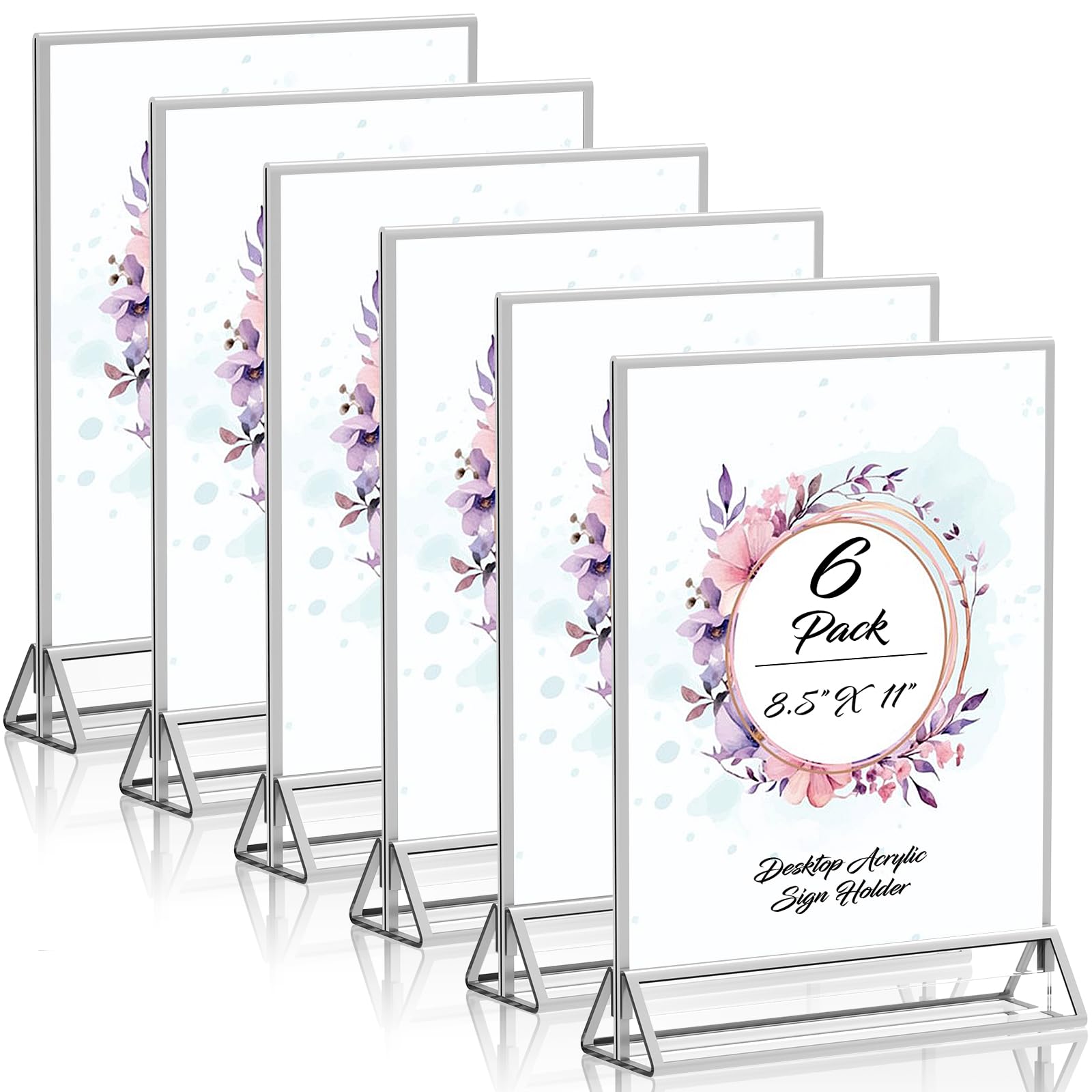 Amazon.com: Clear Acrylic Sign Holder 8.5X11 with Silver Borders ...