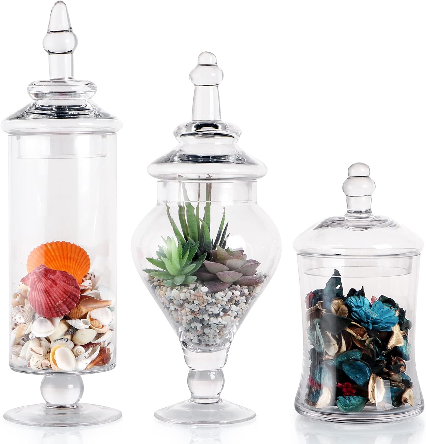 Amazon.com: MDLUU Set of 3 Glass Apothecary Jars with Lids, Candy ...