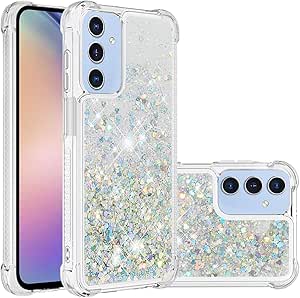 Amazon.com: Eilkmcre for Samsung Galaxy A55 5G Case, Glitter Cute Bling Sparkle Flowing Liquid ...