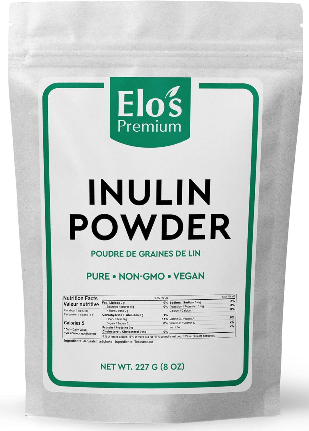 Organic Inulin Powder (227g) by Elo's Premium| 100% Food Grade Inulin ...