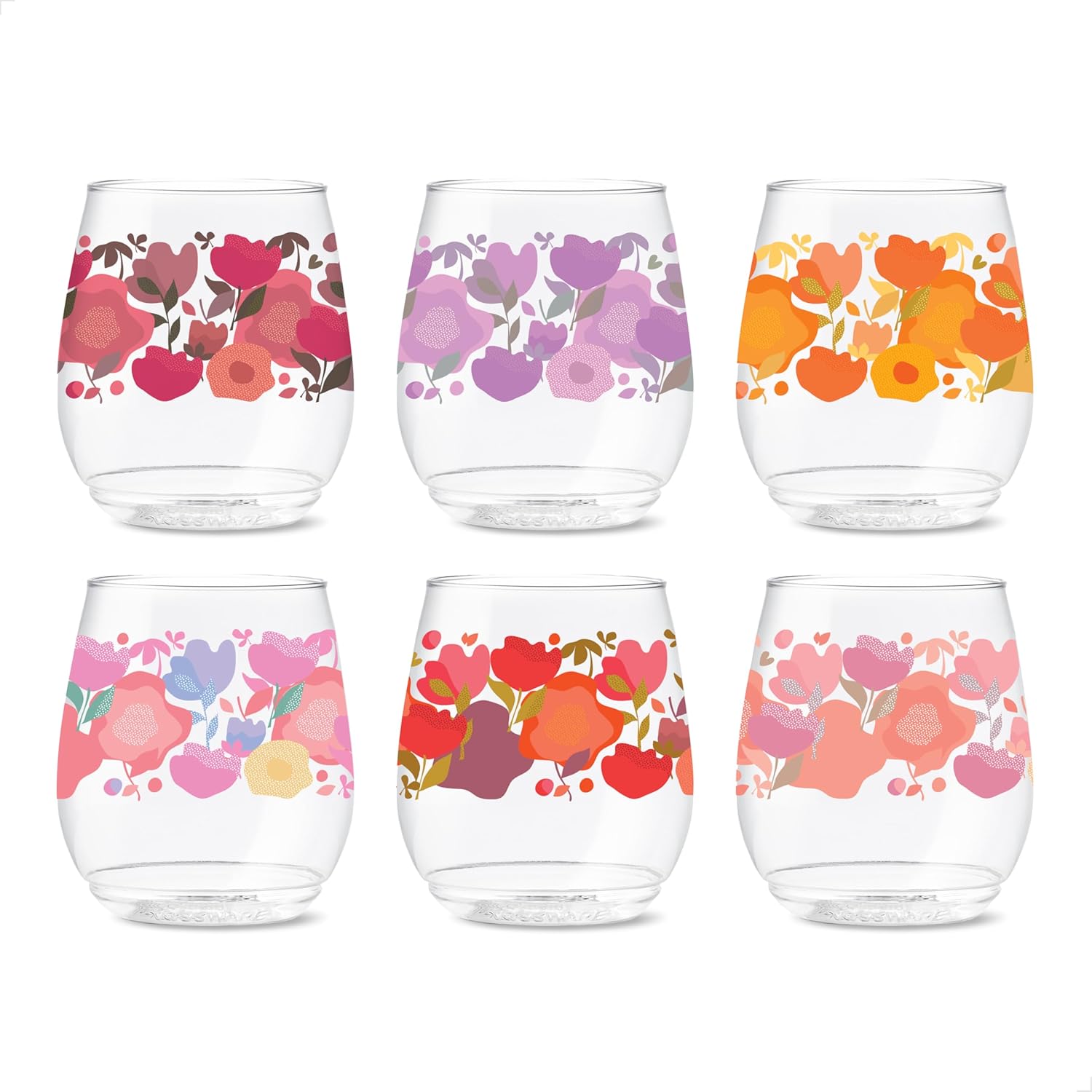 Amazon.com: TOSSWARE POP 14oz Vino Crimson Blooms Series, SET OF 6 ...