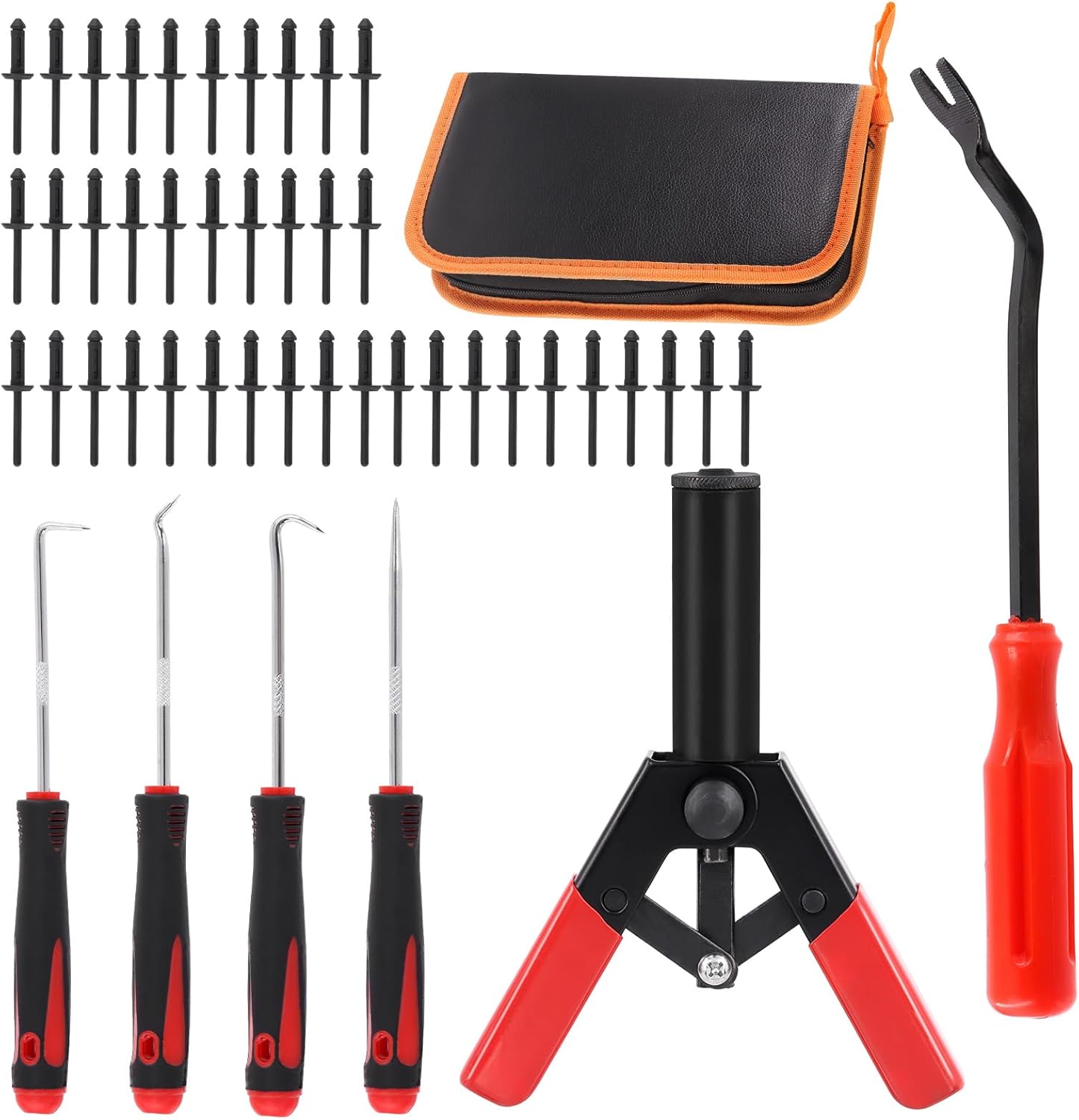 Amazon.com: Tanstic 47Pcs Plastic Rivet Gun Set, Includes 40Pcs Black ...