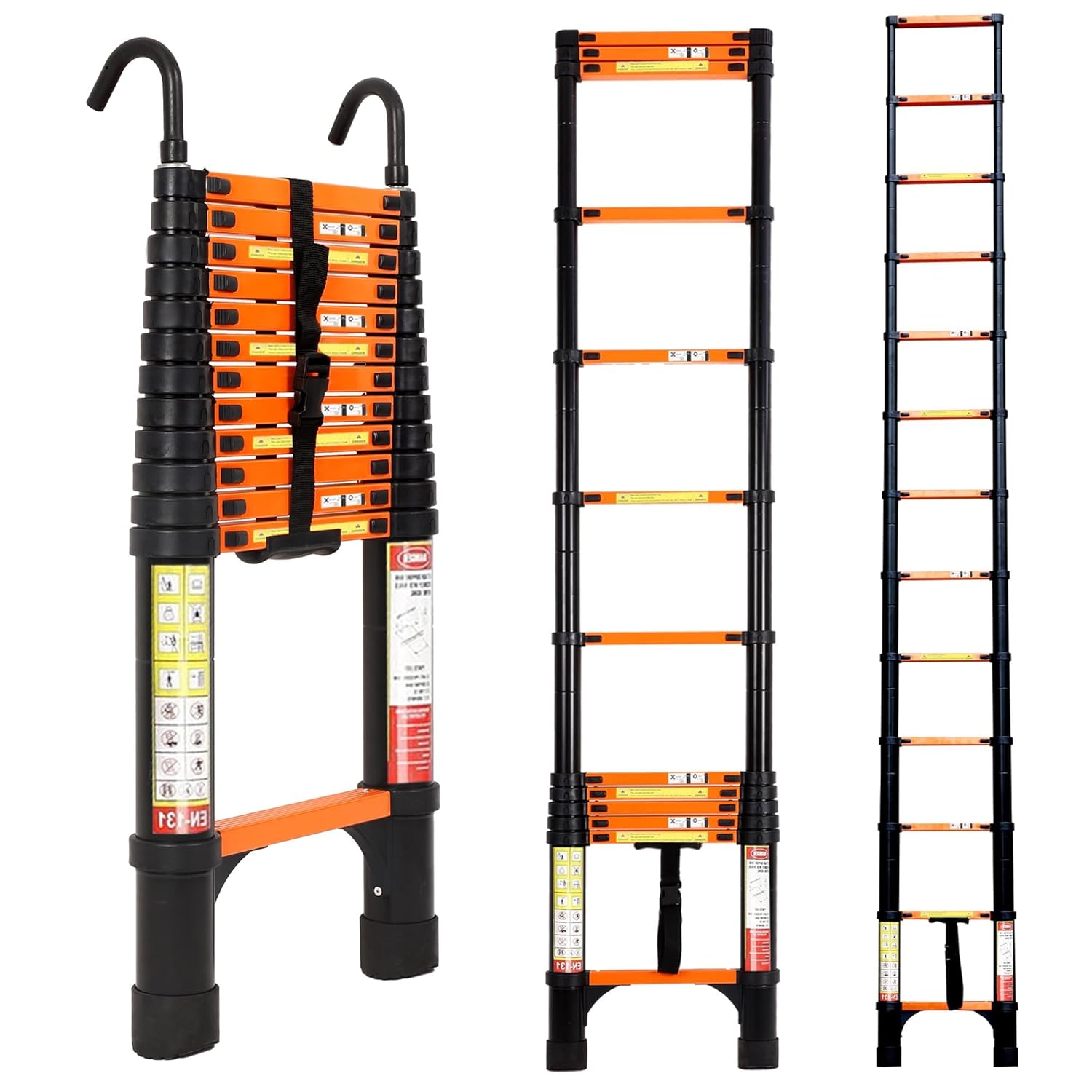 LAEYI 3.8M 12.5FT Aluminum Telescopic Ladder Compact and Capacity 330lb ...