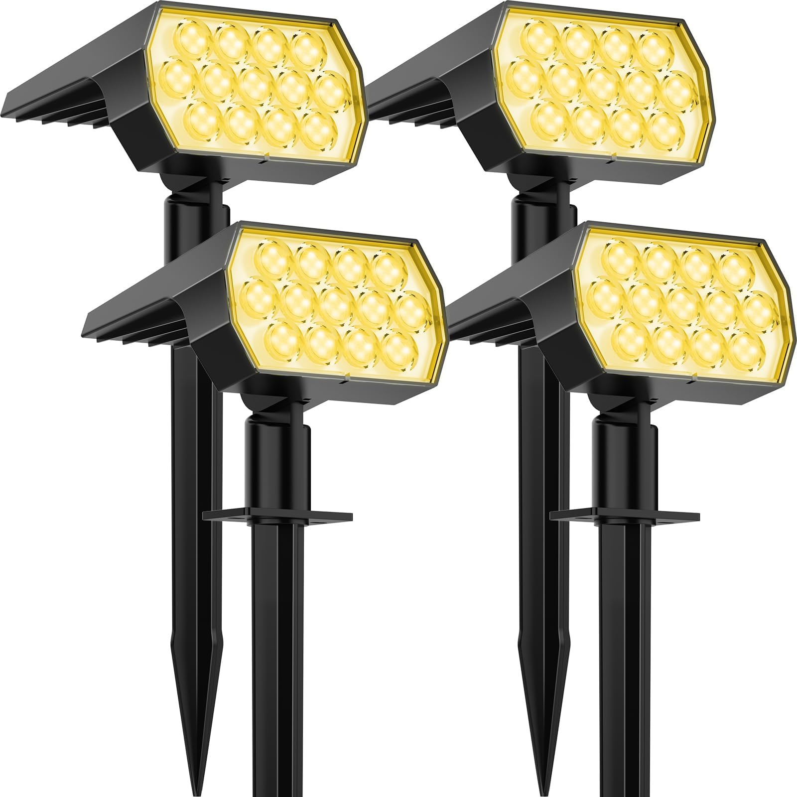 Solar Spot Lights Outdoor Waterproof IP65, [4 Pack/52 LED] 2-in-1 Solar ...