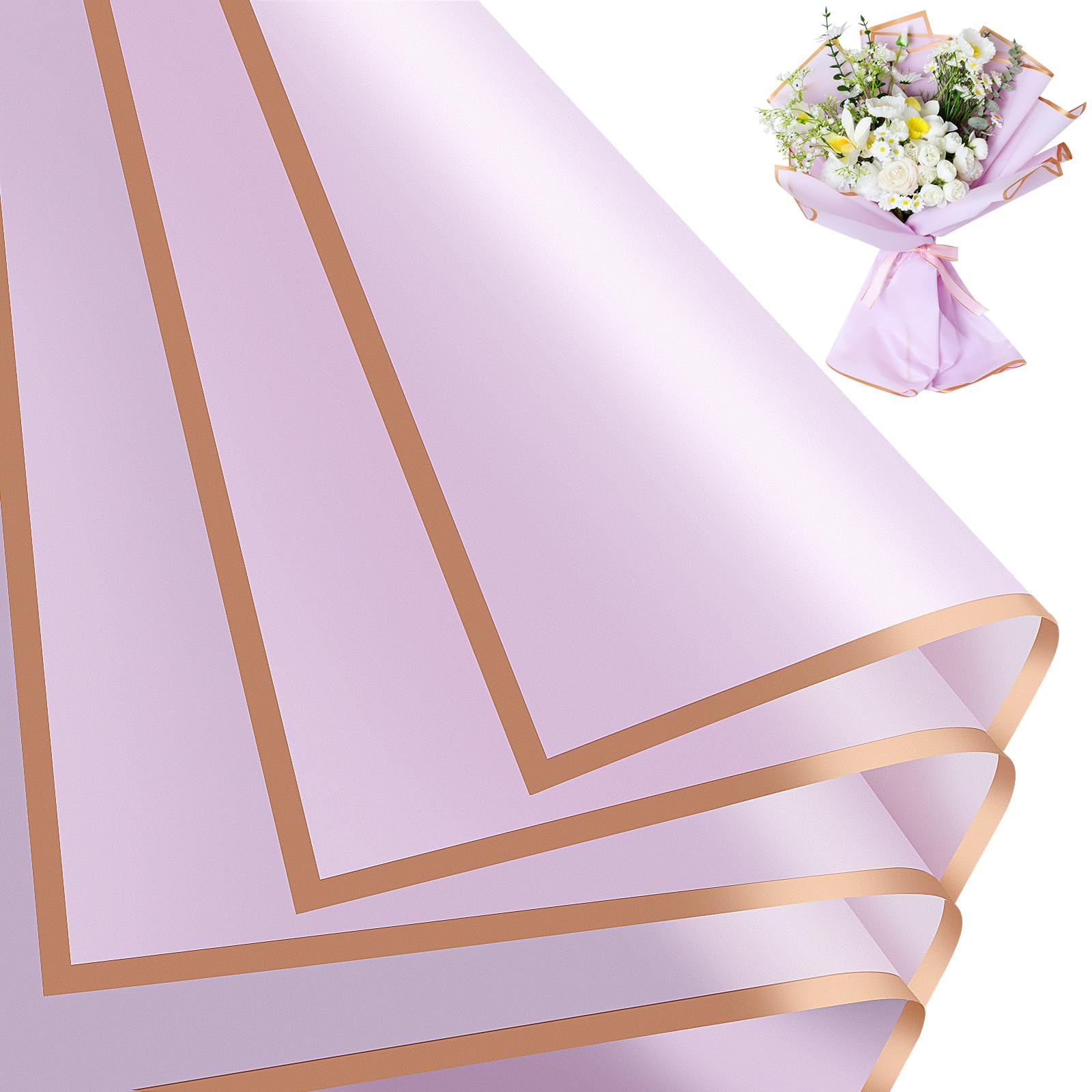 Snapklik.com : 25 Sheets Light Purple Flower Bouquet Wrapping Paper