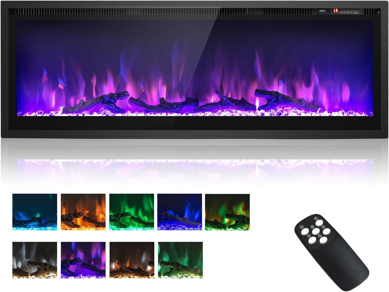 Amazon.com: ORALNER 50" Electric Fireplace, Recessed & Wall-Mounted Free Standing Linear ...