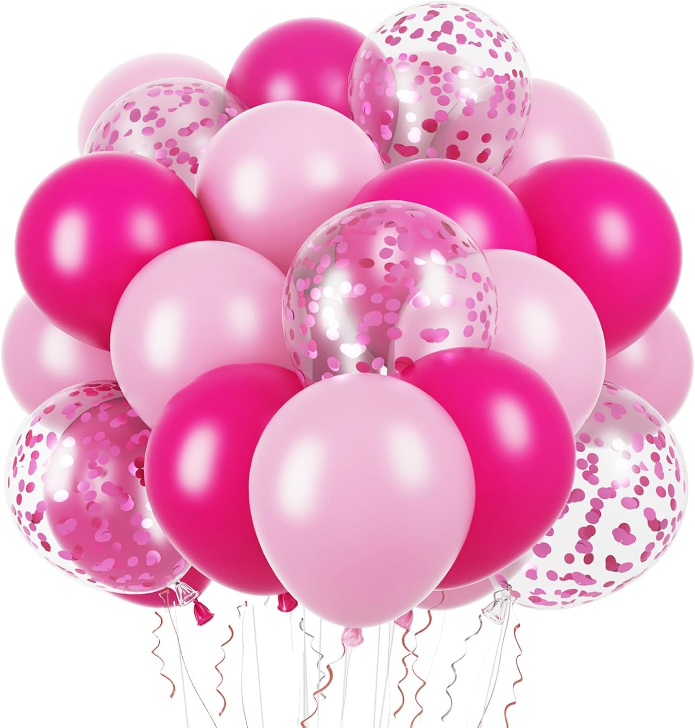 Amazon.com: RUBFAC 65pcs Hot Pink Balloons 12 Inch Magenta Confetti ...